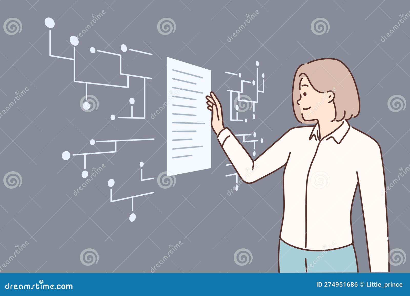 Successful Businesswoman Standing Near Digital Touch Screen Looking at ...