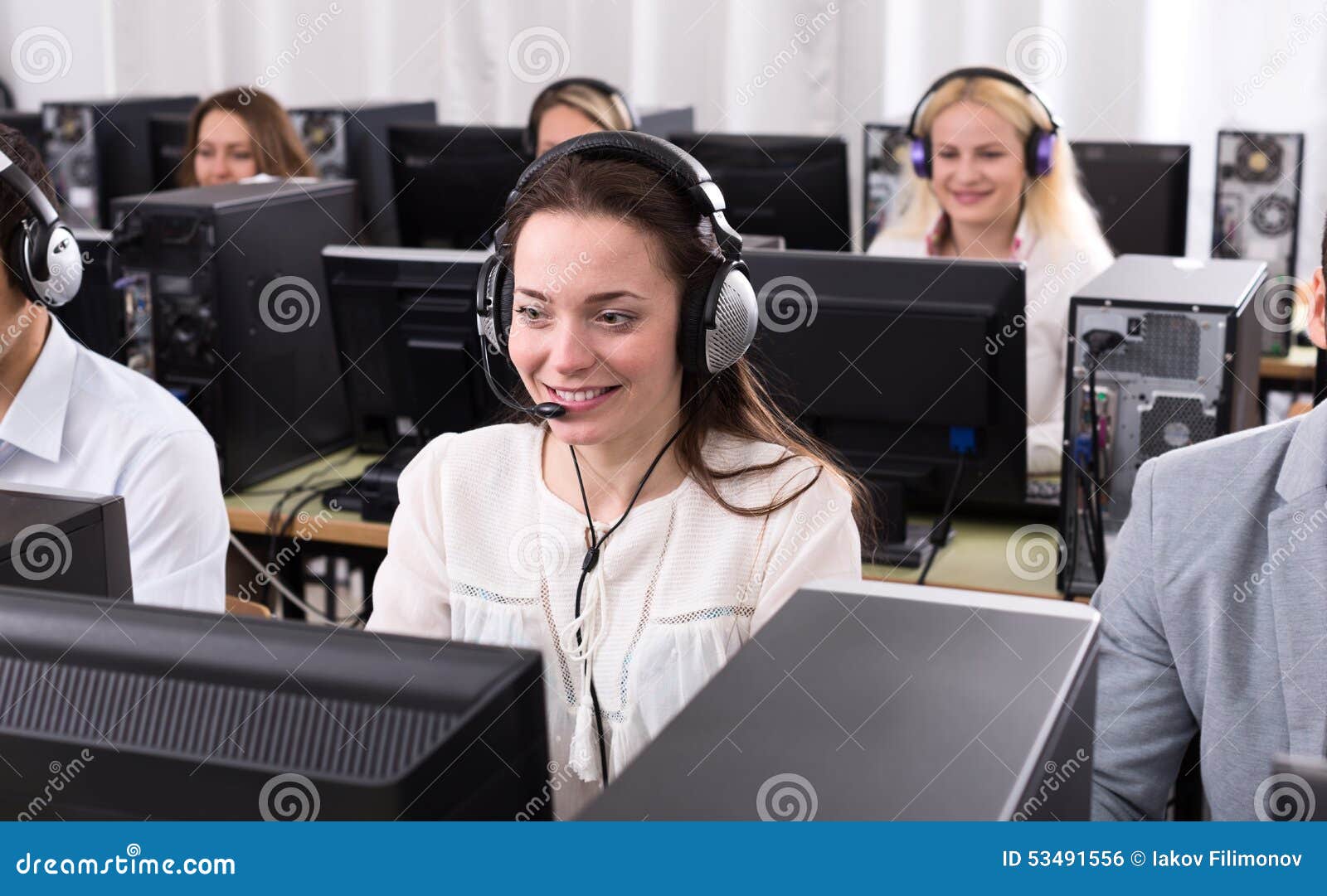 Successful call center stock photo. Image of happiness - 53491556