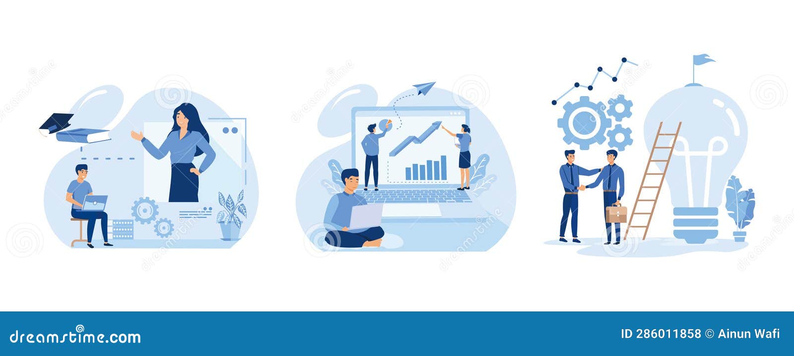 Successful Career Path Abstract Concept Vector Illustration Set. Stock ...