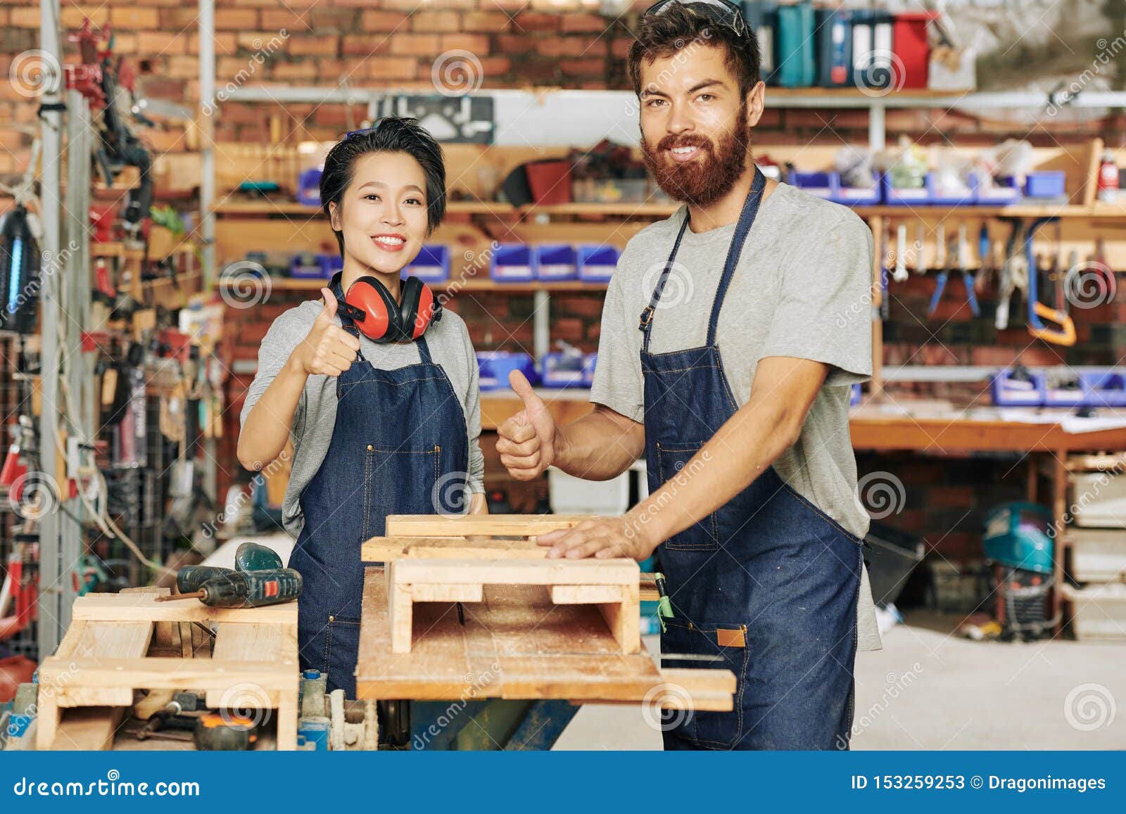 Successful carpenters stock image. Image of looking - 153259253