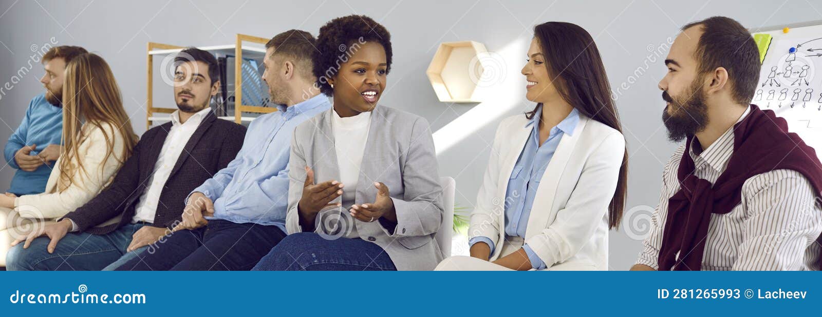 Successful Cheerful People Communicate with Each Other in Groups, Share ...