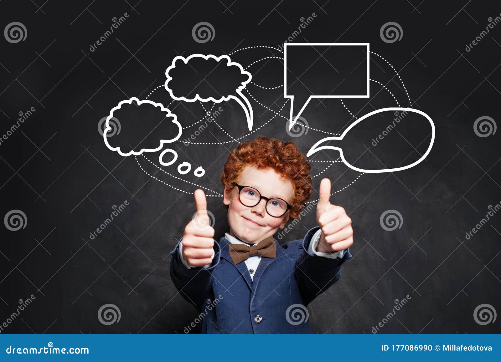 Successful Child Showing Thumbs Up, Distance Learning Concept Stock ...