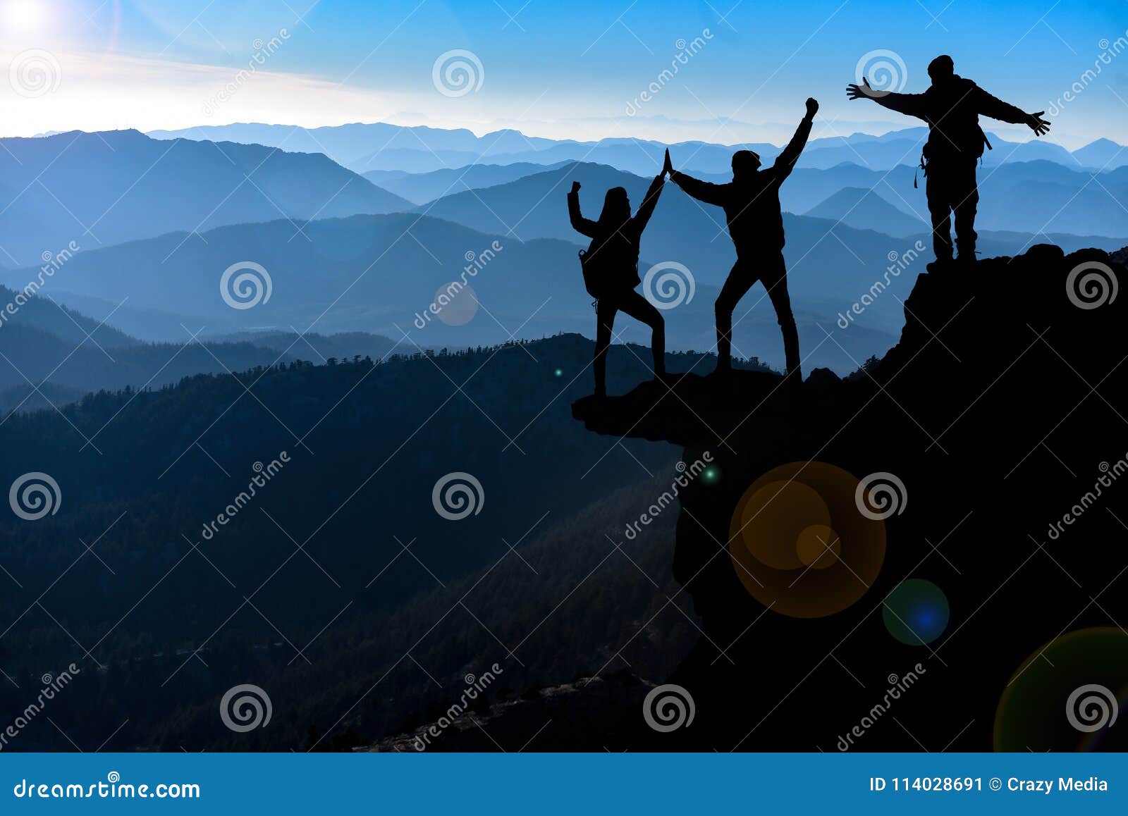 Successful Climber Team and Goal Happiness Stock Image - Image of ...