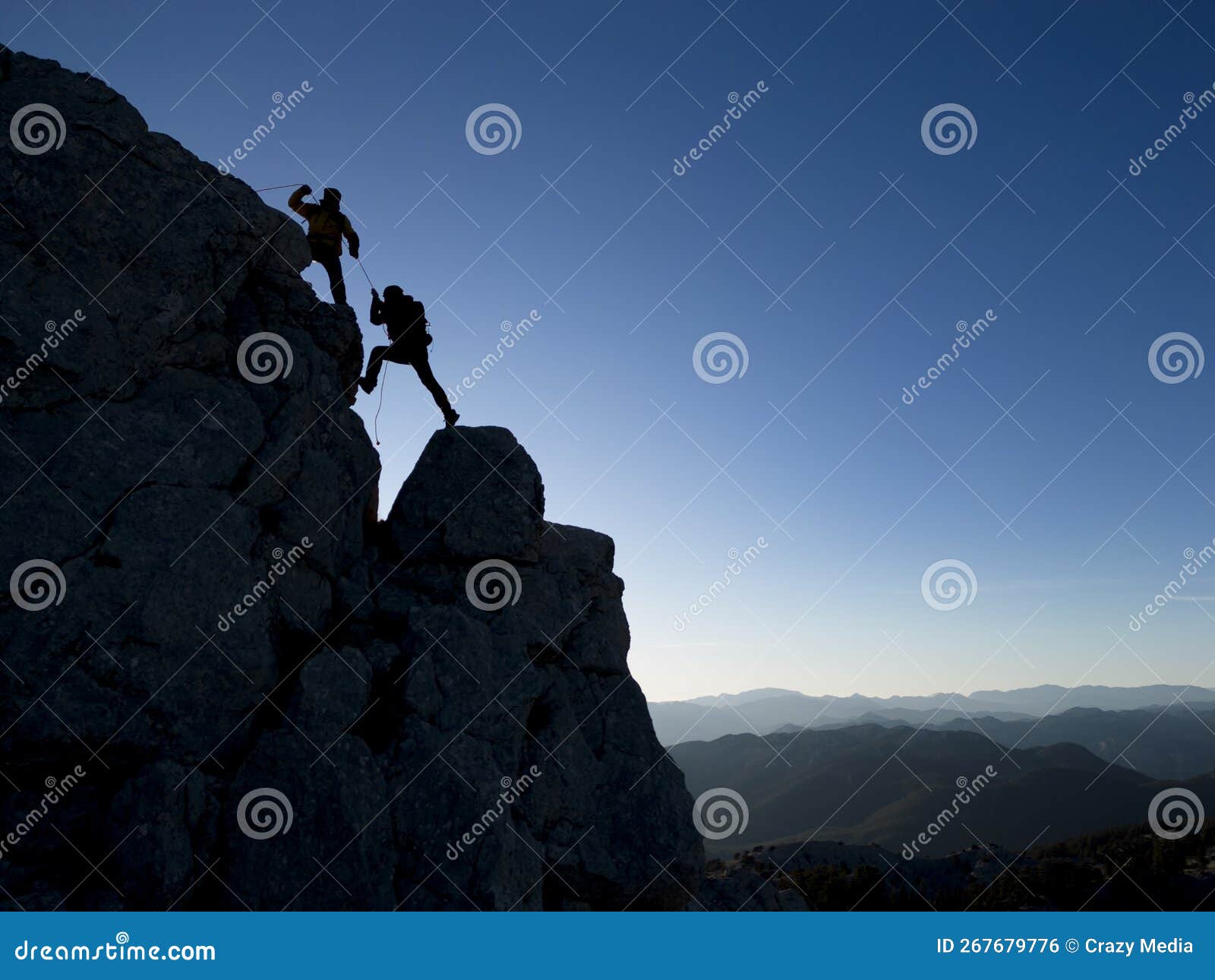 Successful Climbers in Rock Climbing with Rope Stock Photo - Image of ...