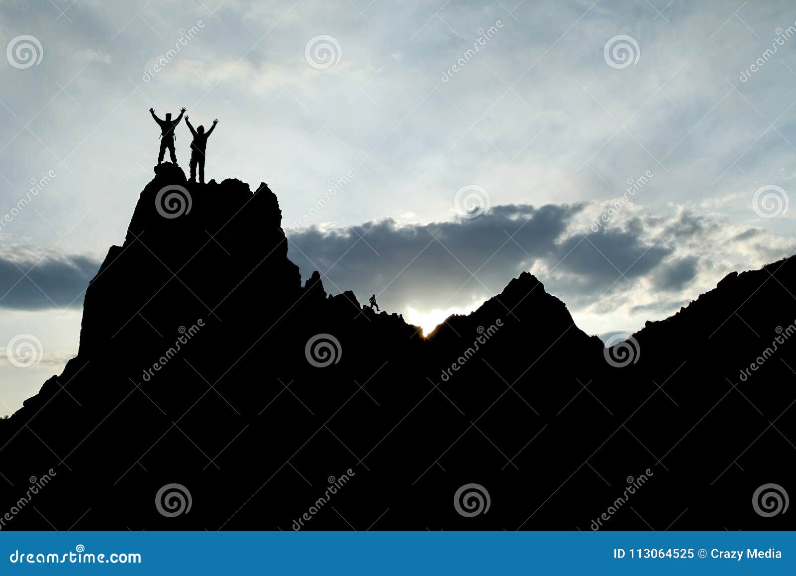 Successful Climbers on Summit Stock Image - Image of climb, alpinist ...
