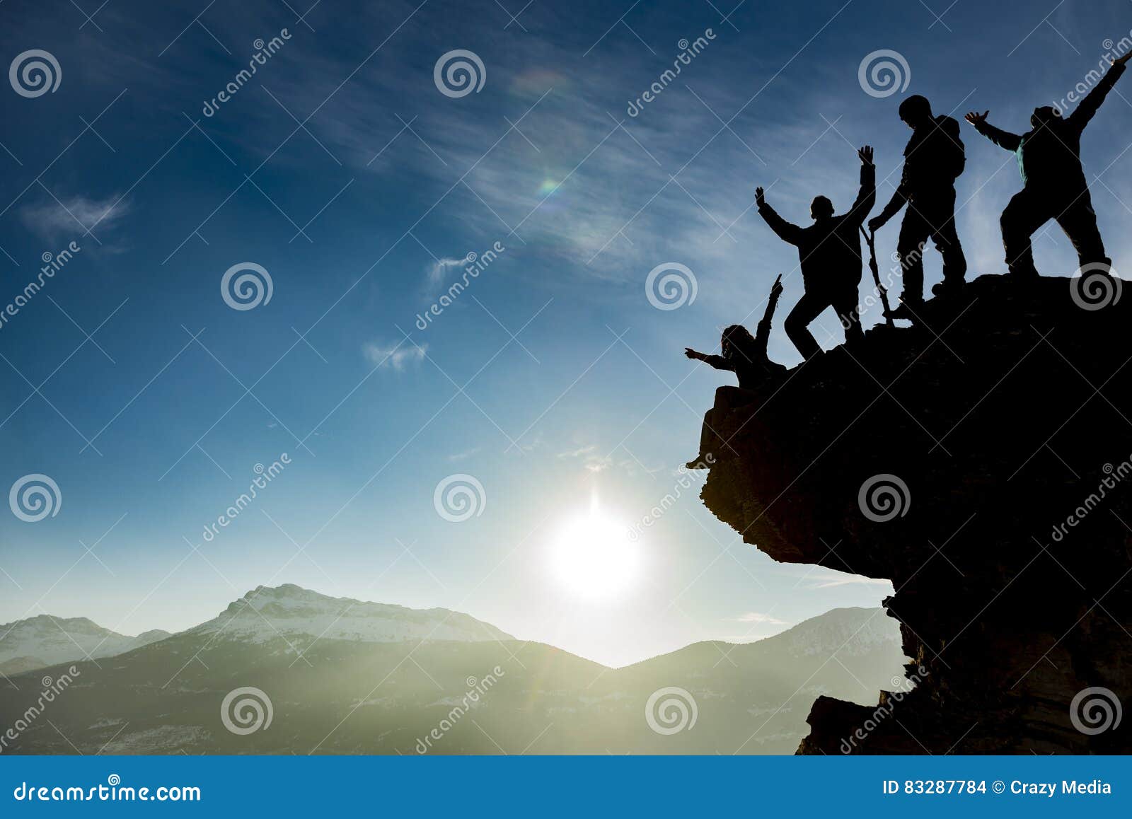 Successful climbing team stock photo. Image of silhouette - 83287784