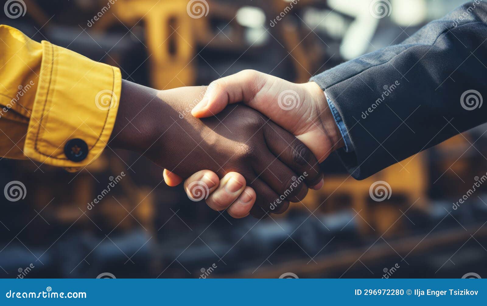 Successful Collaboration. Businessman and Workers Shake Hands on ...