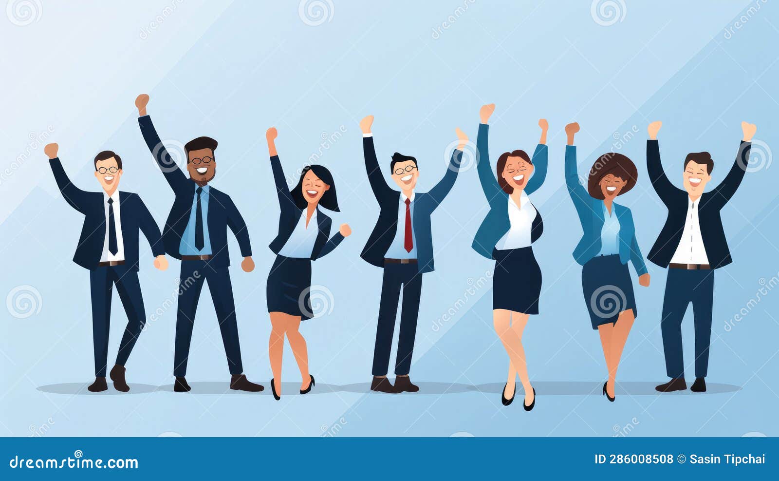 Successful Company with Happy Workers Stock Illustration - Illustration ...