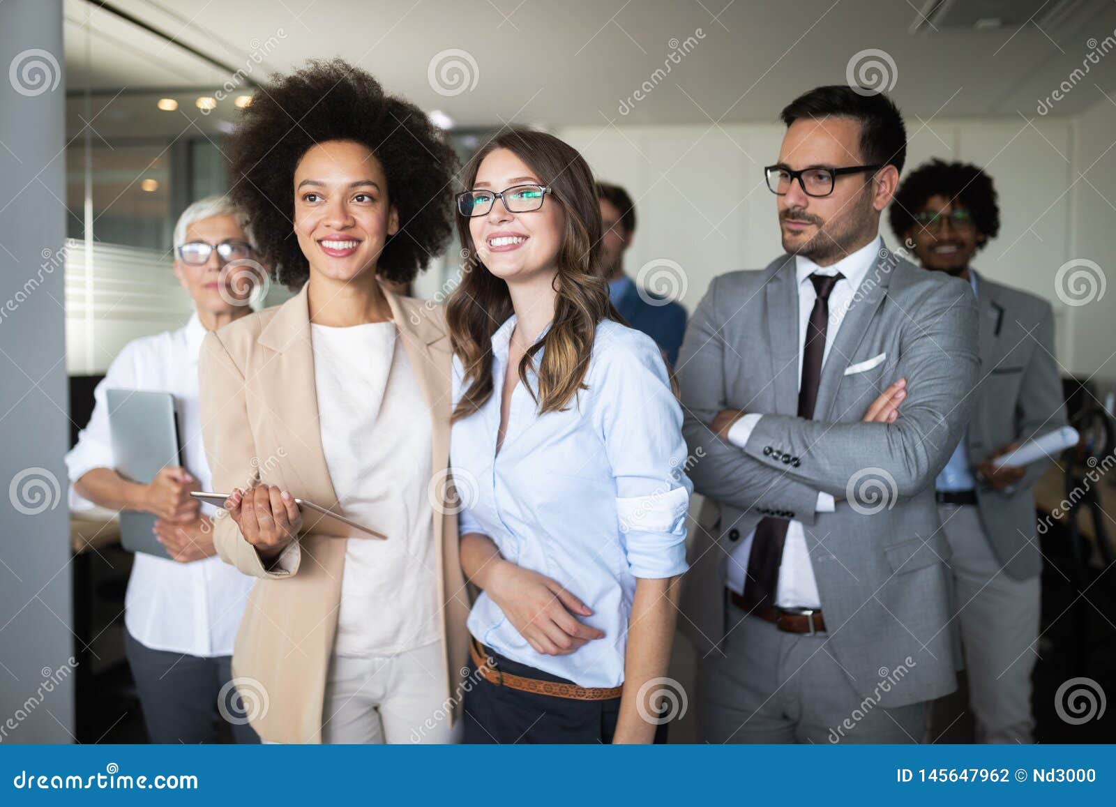 Successful Company with Happy Workers in Office Stock Photo - Image of ...