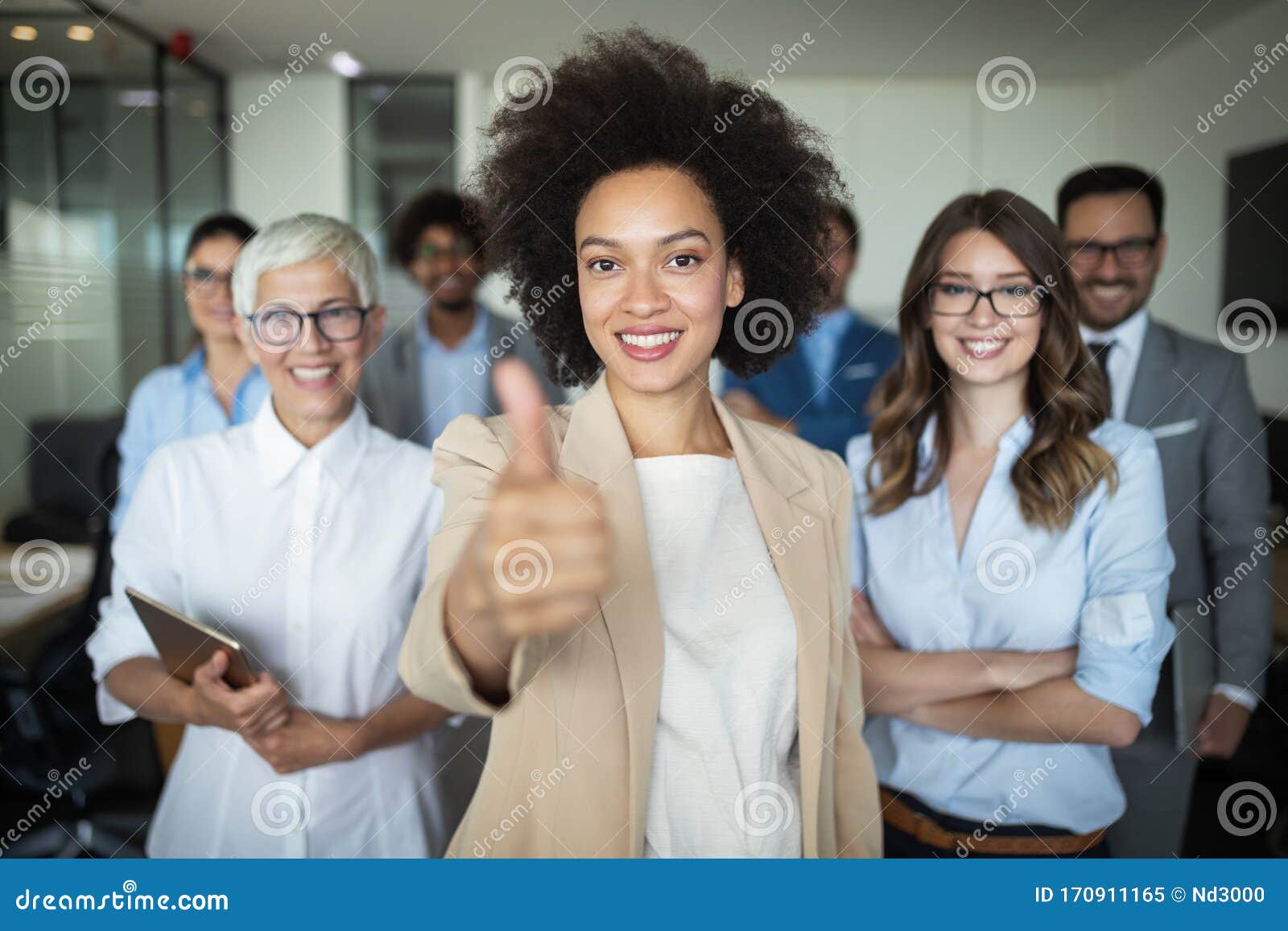 Successful Company with Happy Workers in Office Stock Image - Image of ...