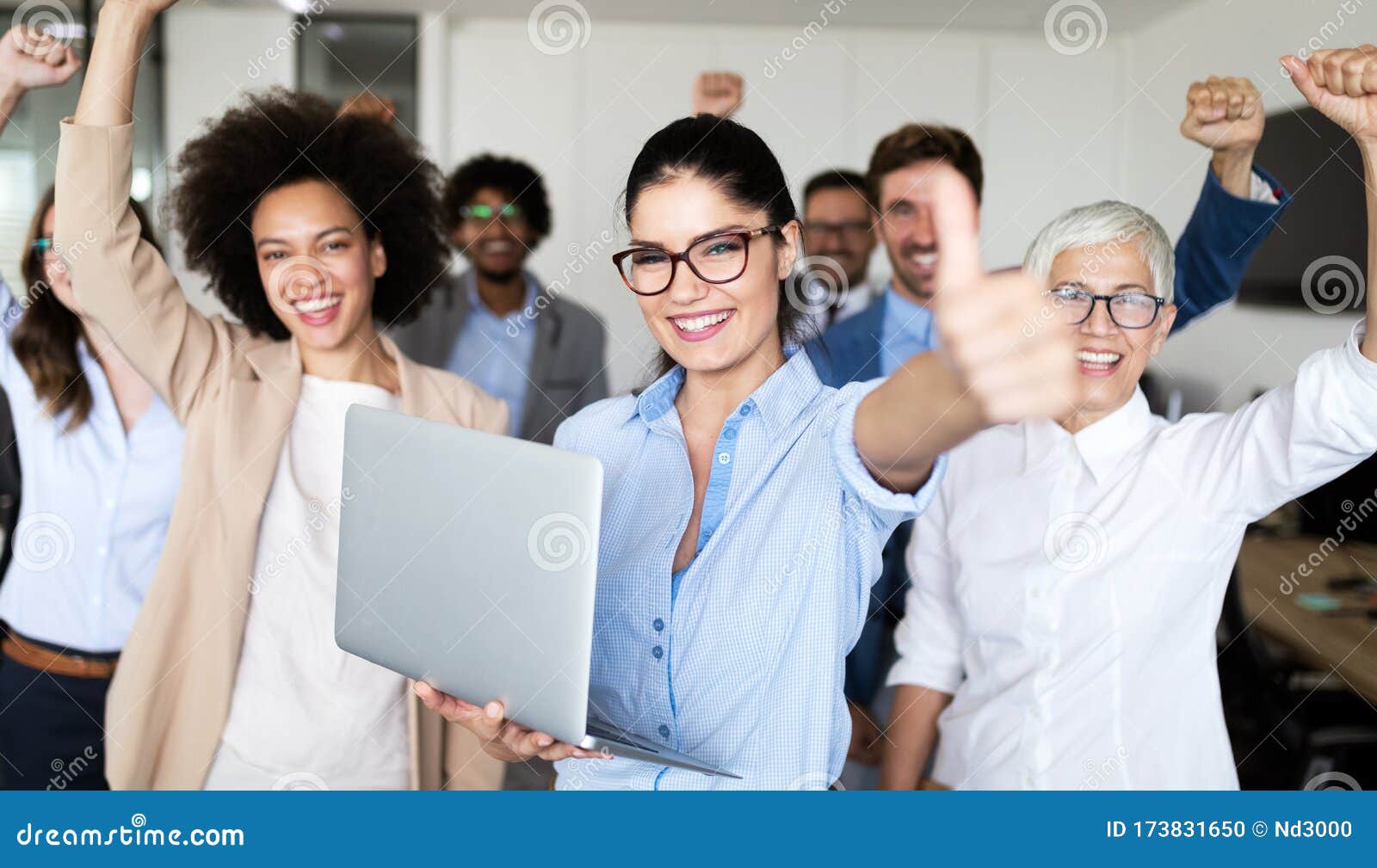 Successful Company with Happy Workers in Office Stock Photo - Image of ...