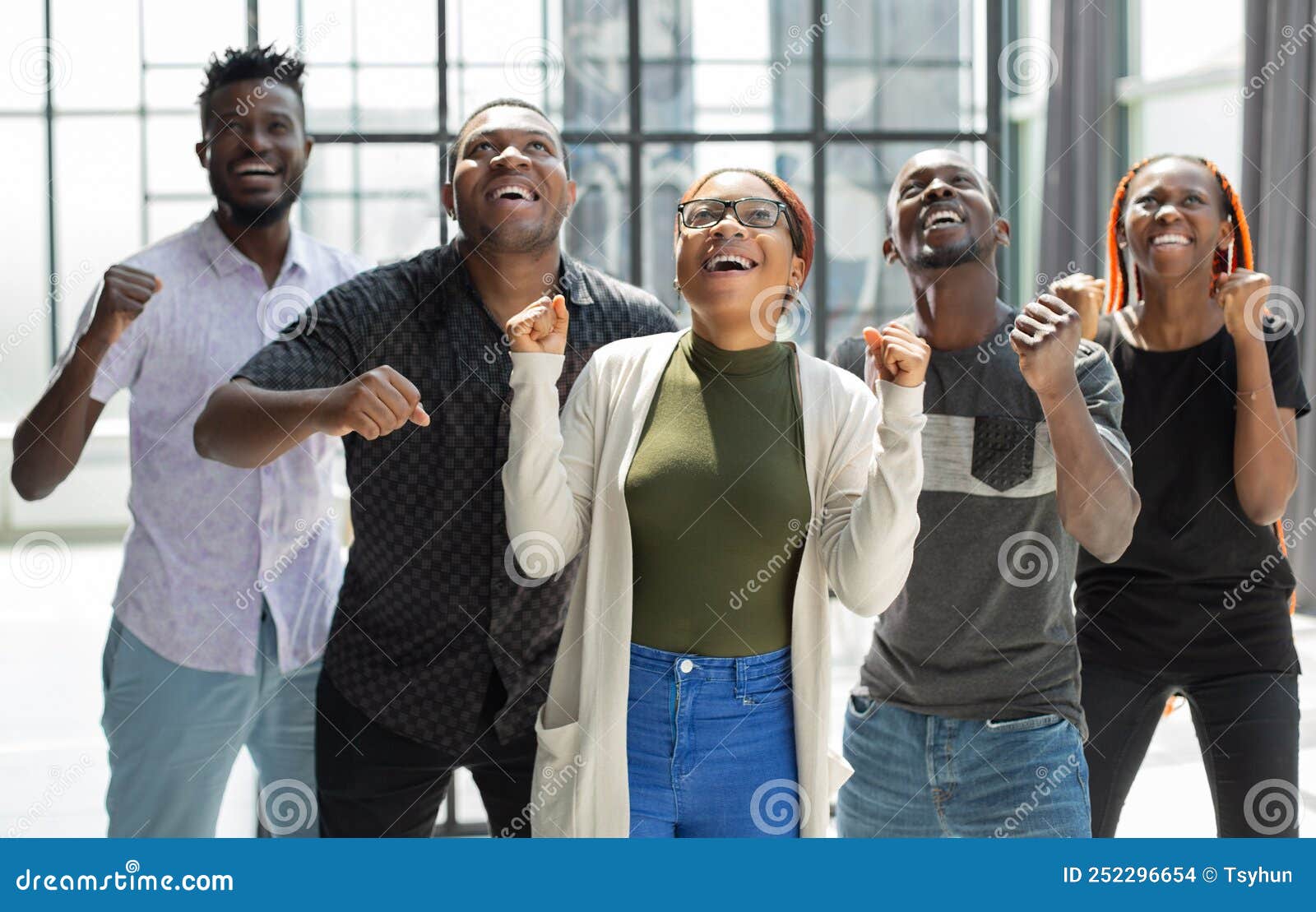 Successful and Confident African Business Team Celebrating Win Stock ...