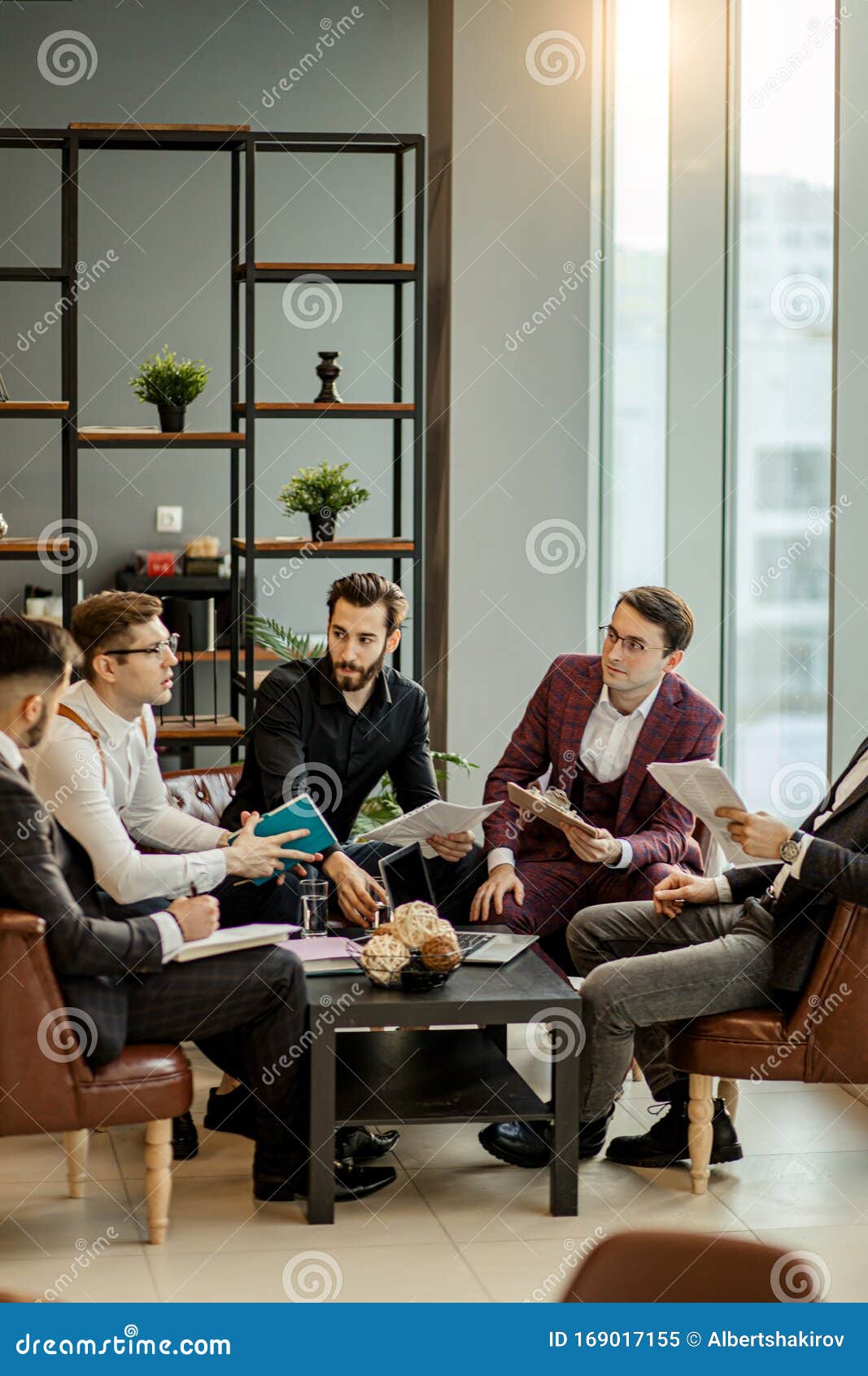 Brainstorming of Caucasian Business Men in Office Stock Image - Image ...