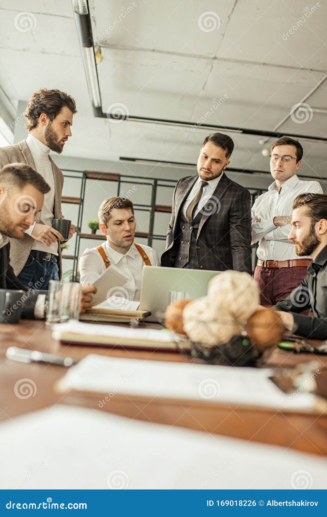 Brainstorming of Caucasian Business Men in Office Stock Photo - Image ...