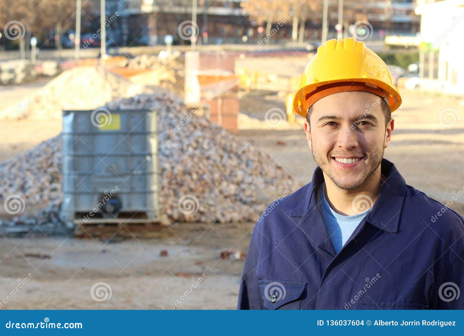 Successful Construction Employee with Copy Space Stock Photo - Image of ...