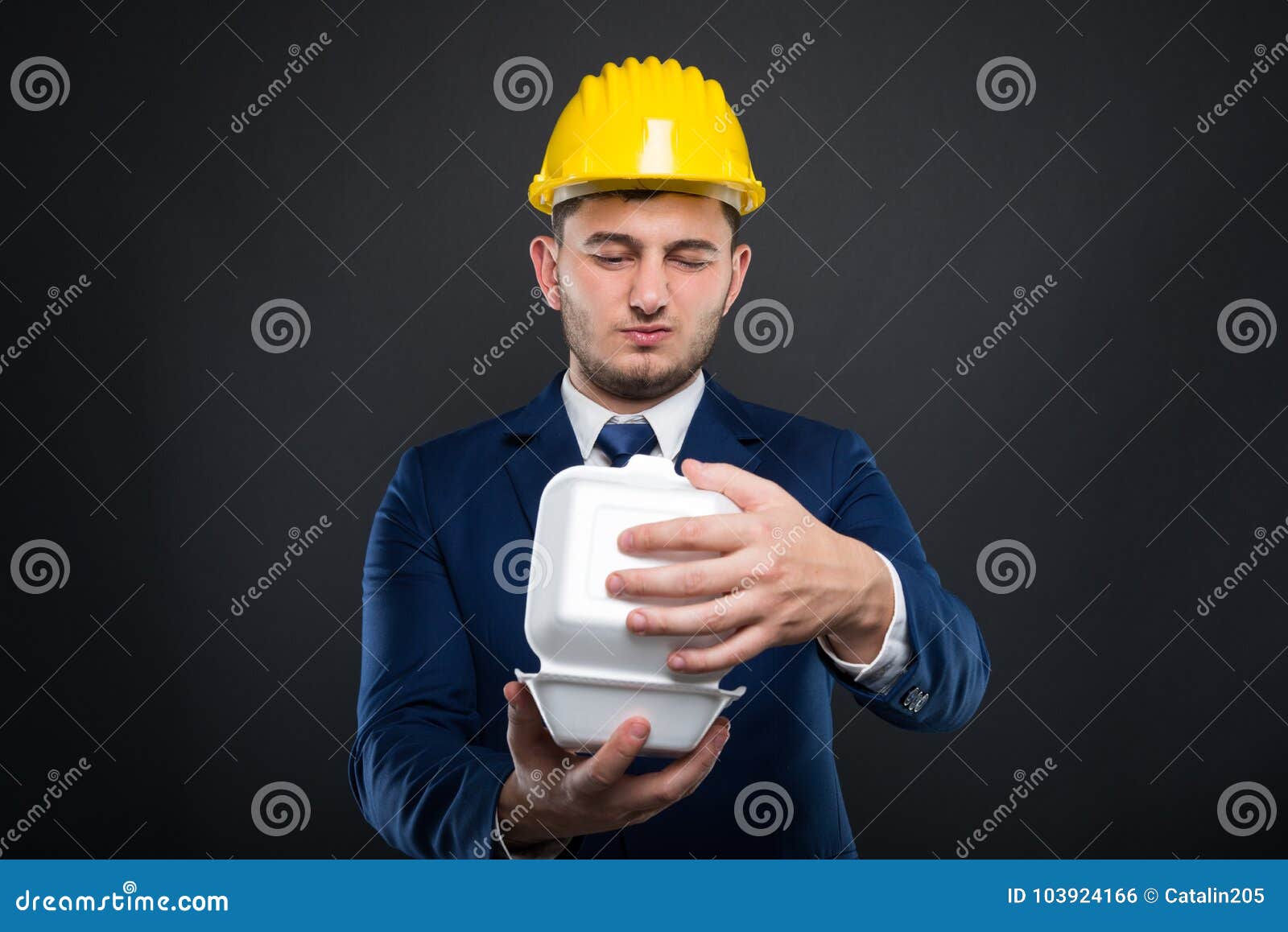 Successful Constructor in His Lunch Break Stock Photo - Image of food ...