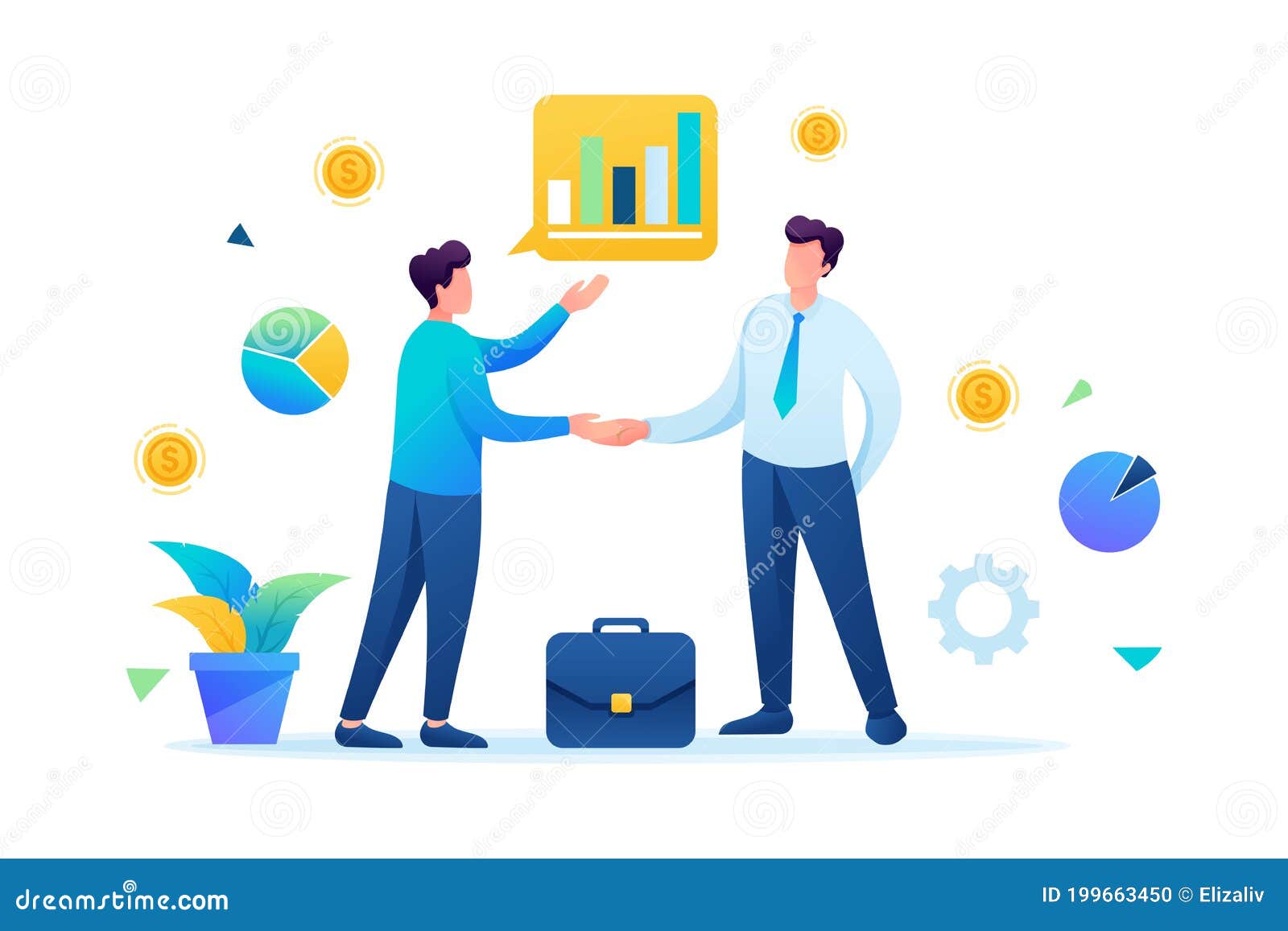 Successful Cooperation between Two Businessmen. Flat 2D Stock Vector ...