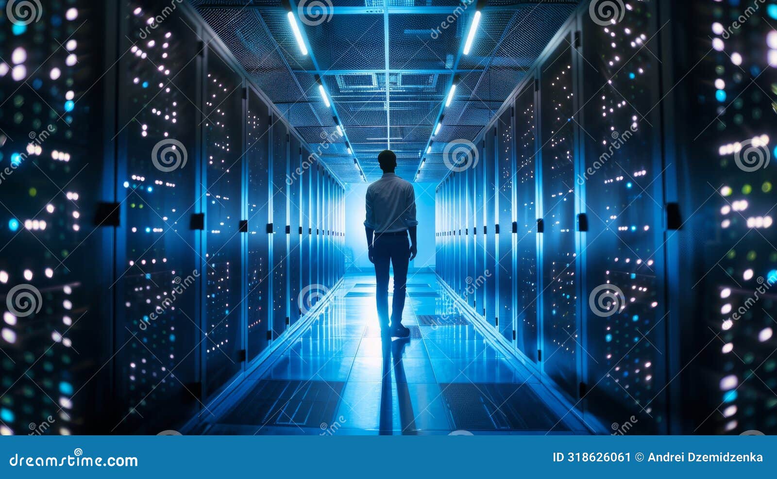 A Successful Data Center it Specialist Using a Laptop Computer. a ...