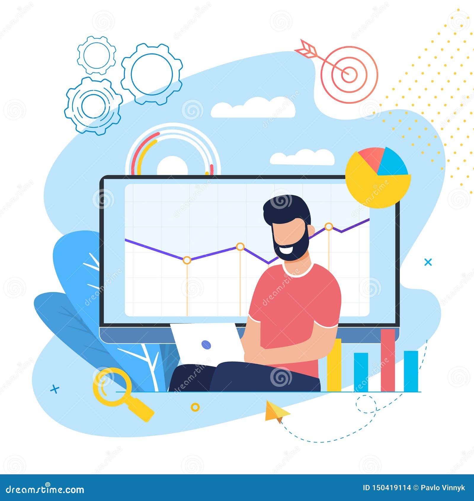 Successful Development and Growth Project Cartoon. Stock Vector ...