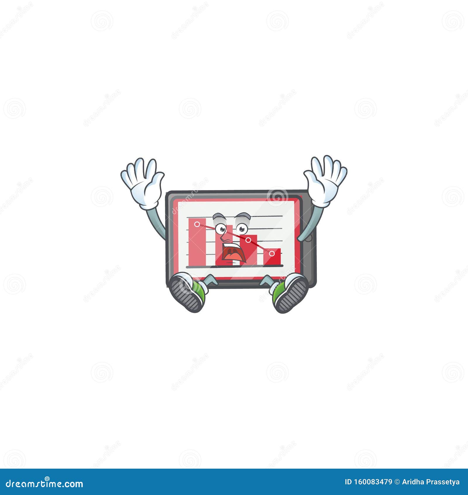 Successful Down Chart Horizontal Table in Cartoon Character. Stock ...