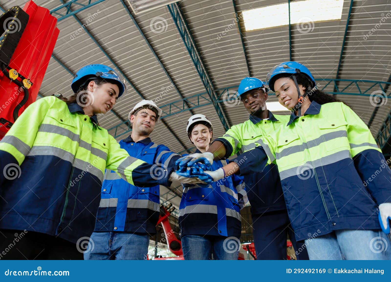 Successful Engineer Automation Robot Technician Joining Hand. Teamwork ...