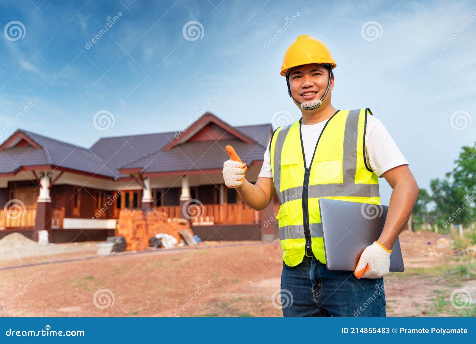 Successful Engineer Technician at House Construction, Building Concept ...