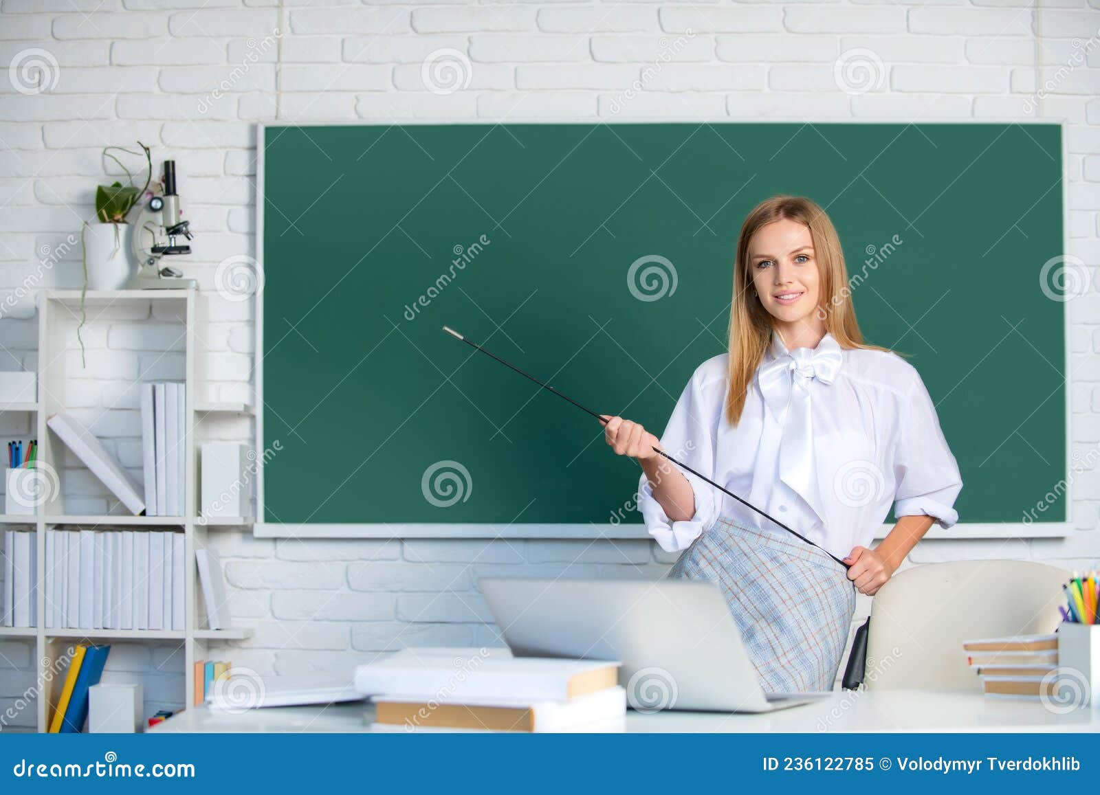 Successful Female Student at Classroom of University. High School ...