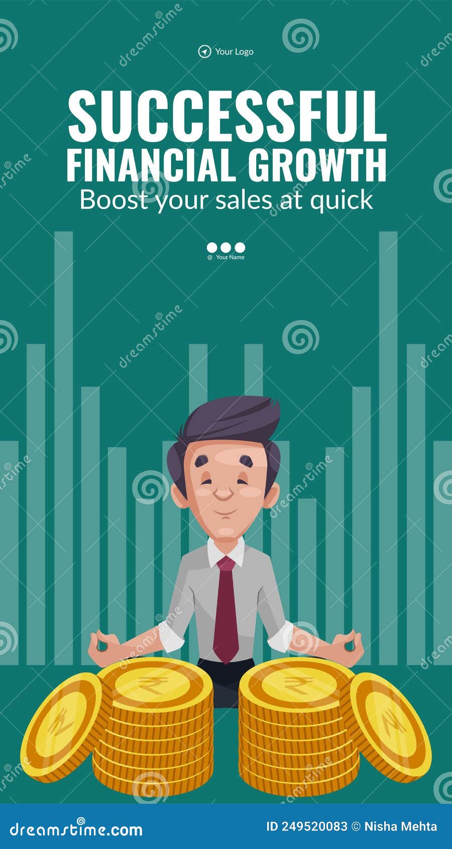 Successful Financial Growth Portrait Template Design Stock Vector ...