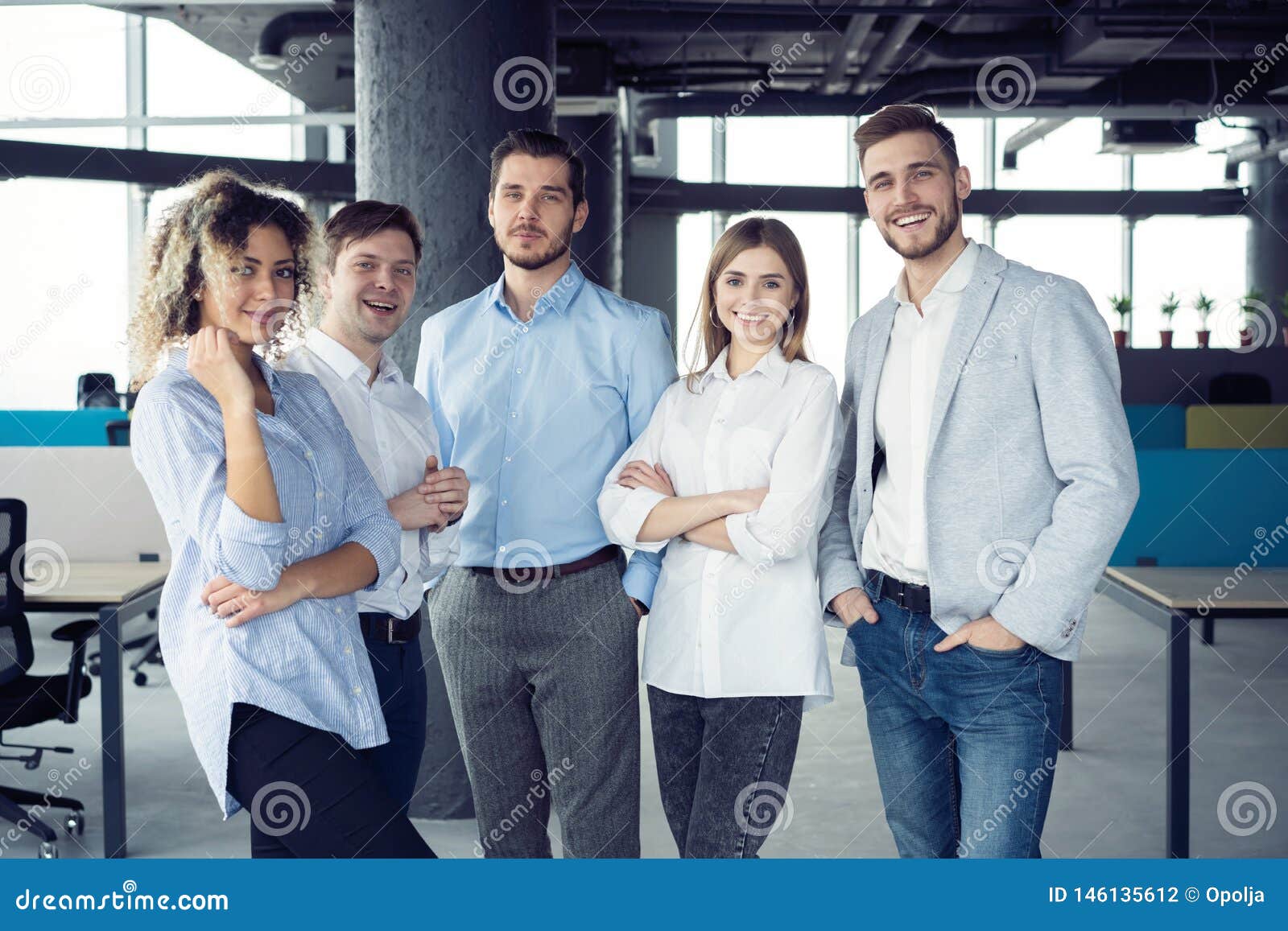 Successful Friendly Team with Happy Workers in Office. Stock Photo ...