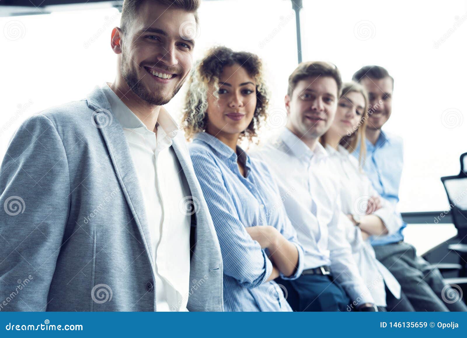 Successful Friendly Team with Happy Workers in Office. Stock Image ...