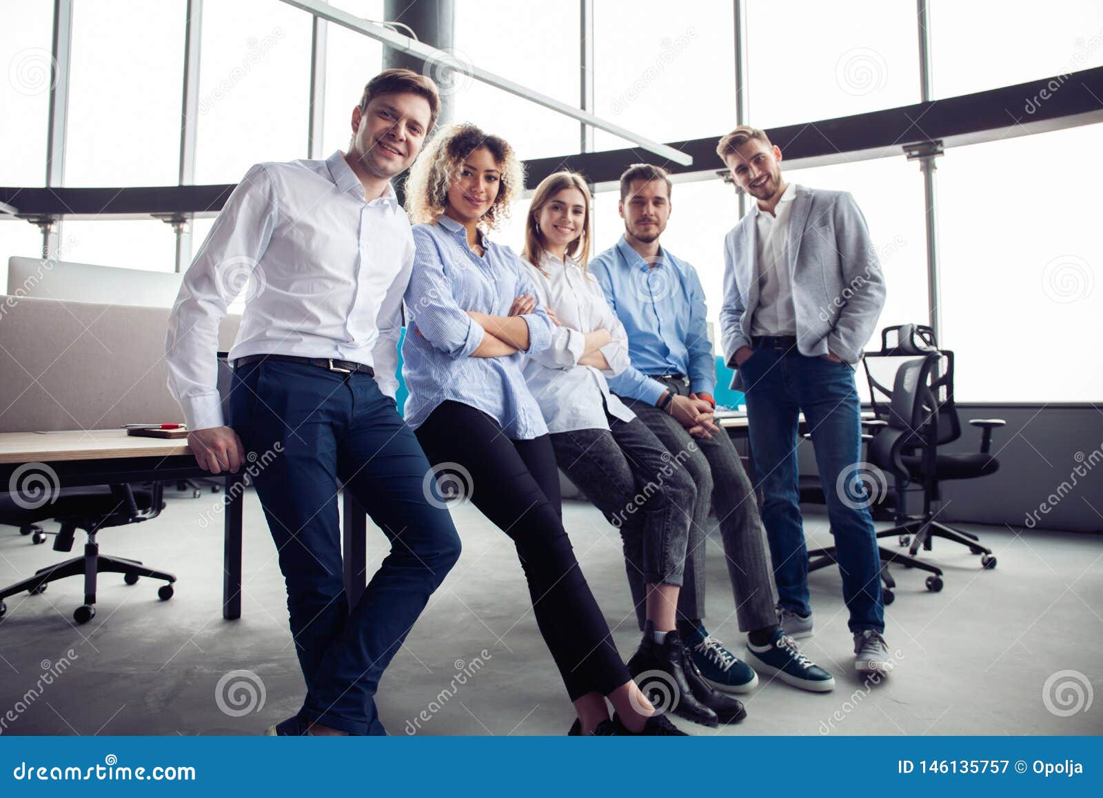 Successful Friendly Team with Happy Workers in Office. Stock Image ...