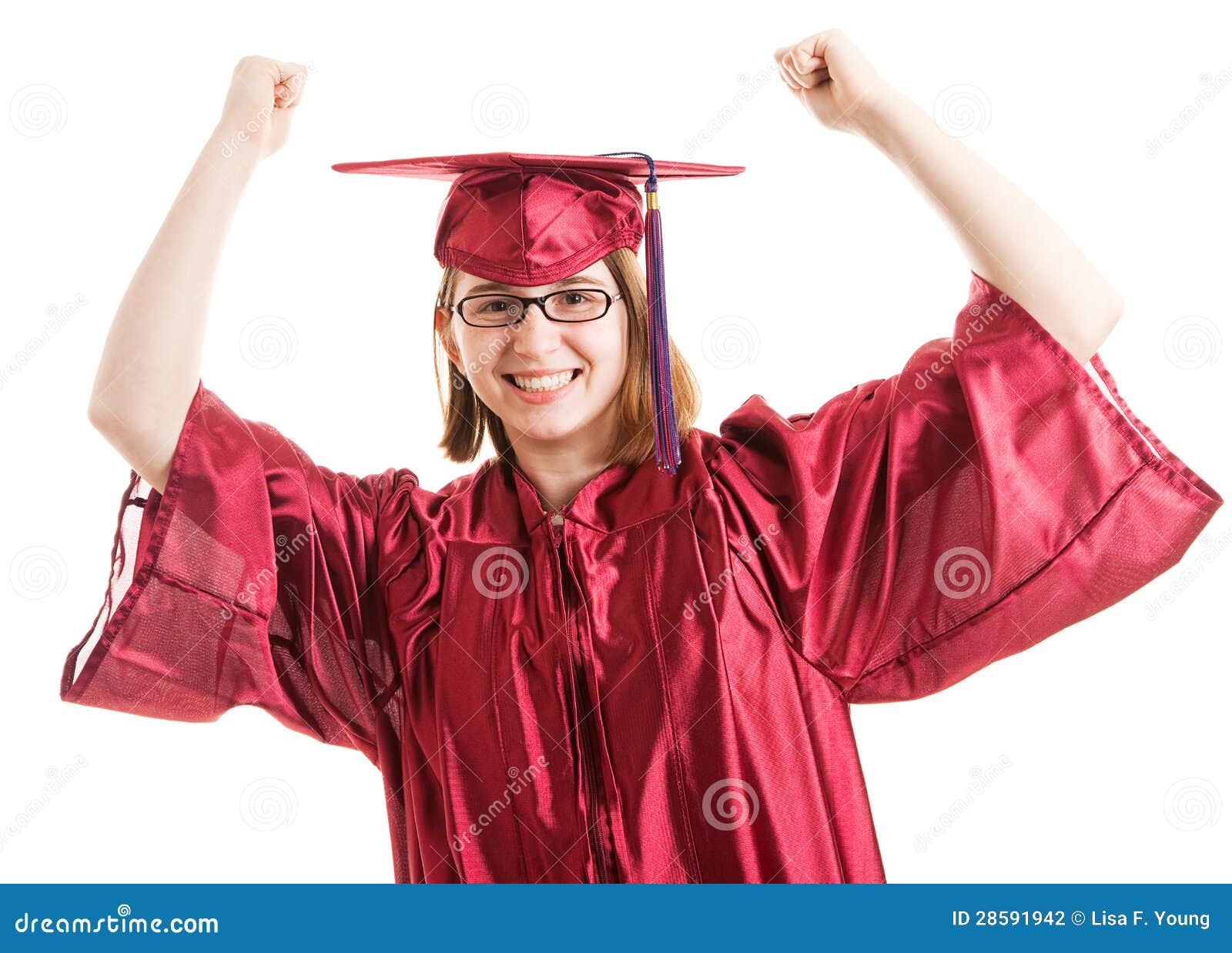 Successful Graduate Celebrates Stock Photo - Image of arms, graduation ...