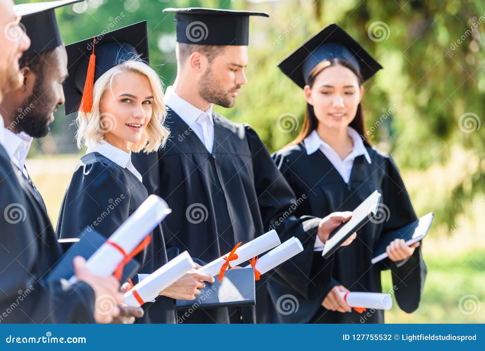 Graduated Students Group With World Map Stock Photography ...