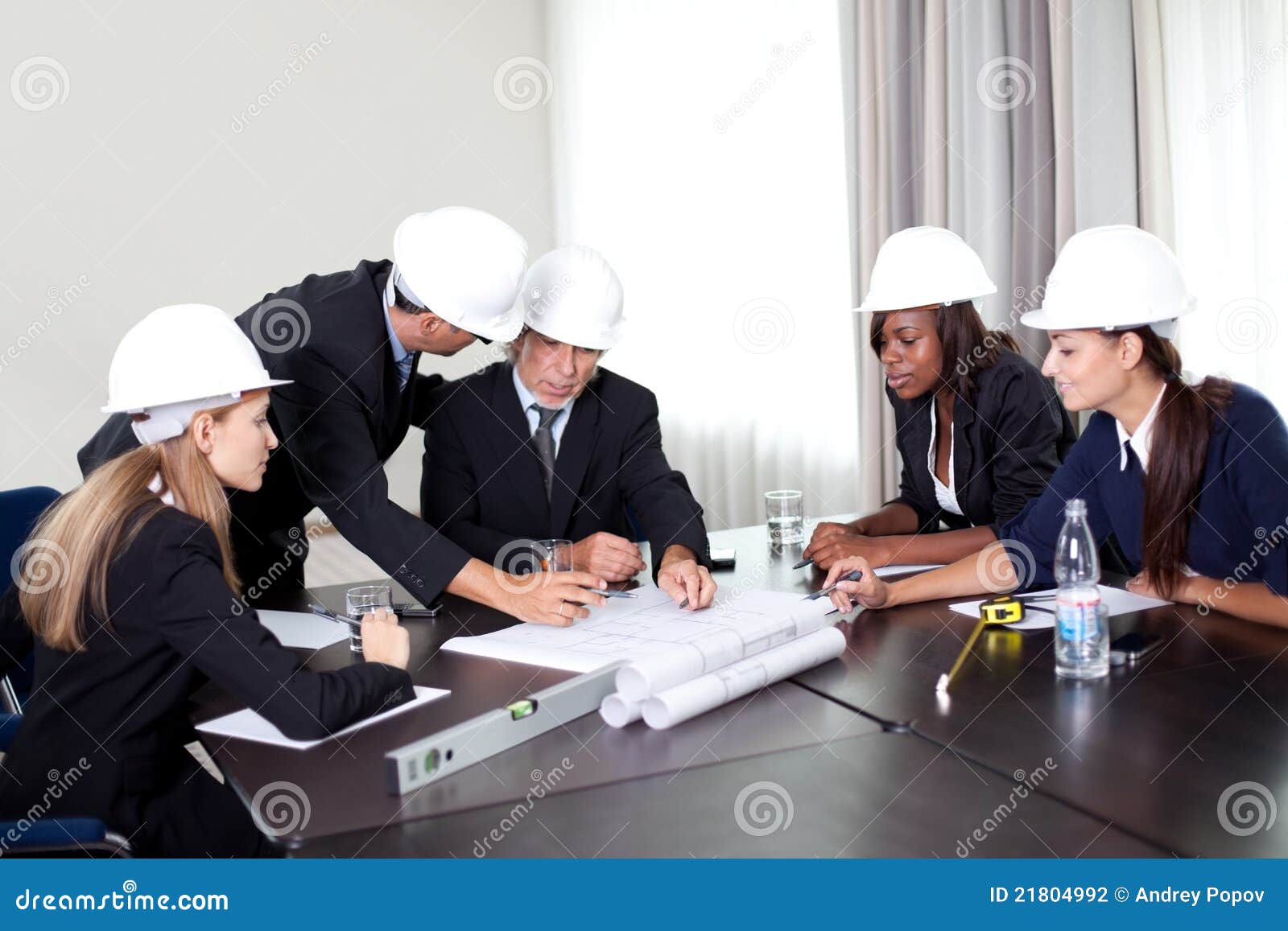 Successful Group of Architects Discussing Stock Photo - Image of male ...