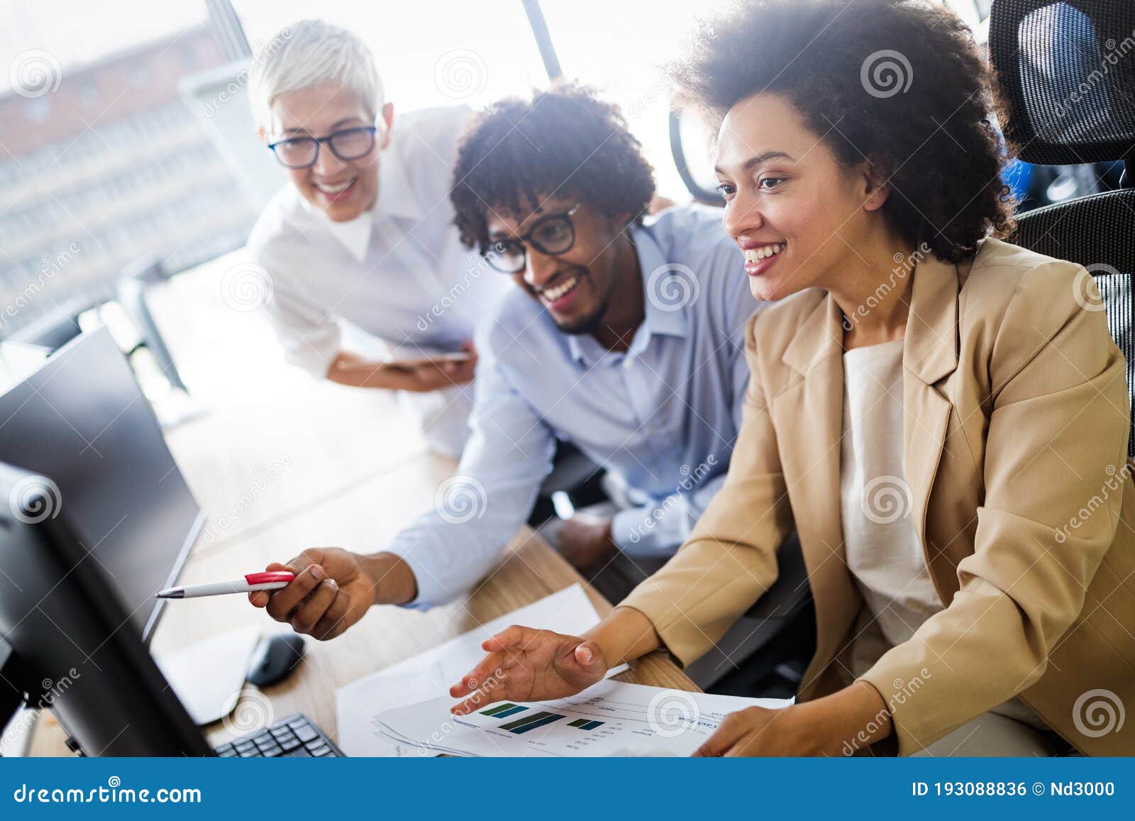 Successful Group of Business People at Work in Office Stock Photo ...