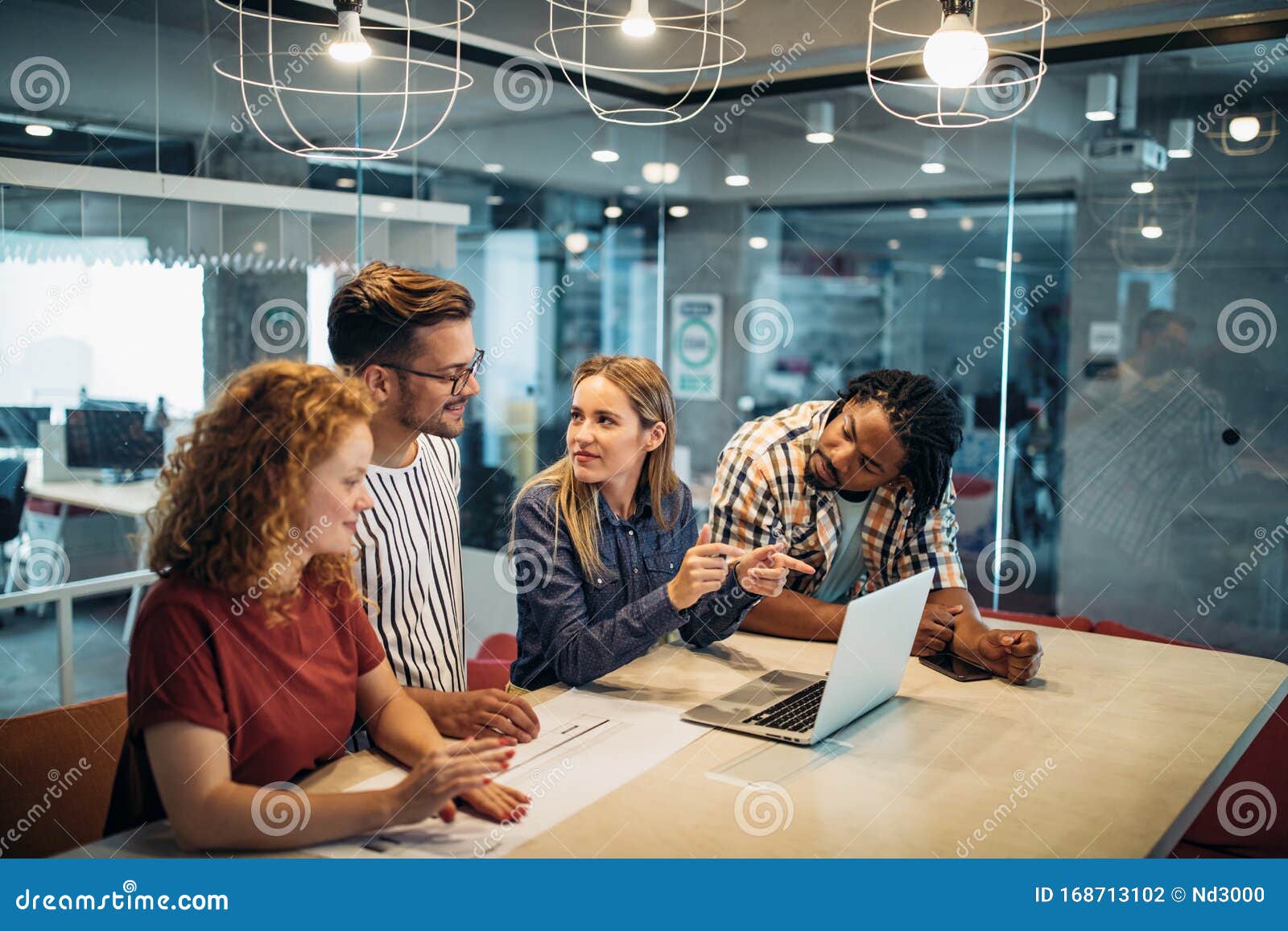 Successful Group of Designers, Business People at Work in Office Stock ...