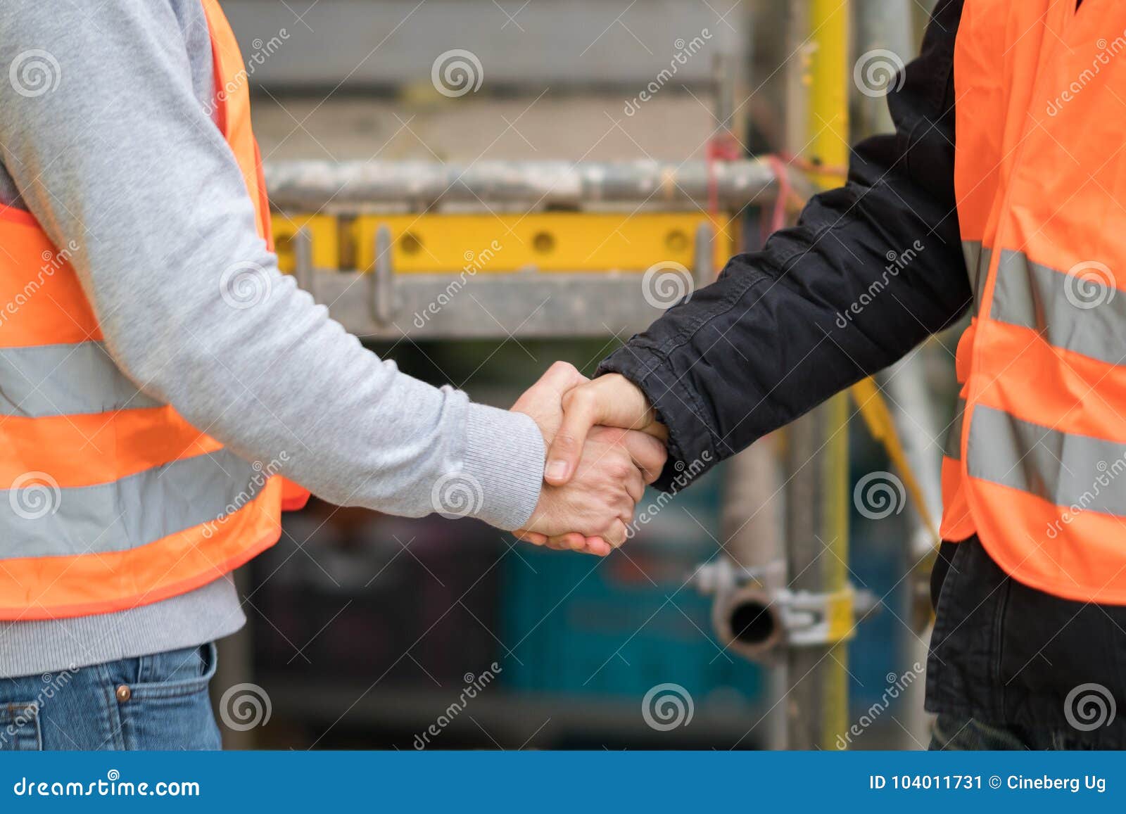 Successful Handshake Deal on Construction Site Stock Image - Image of ...