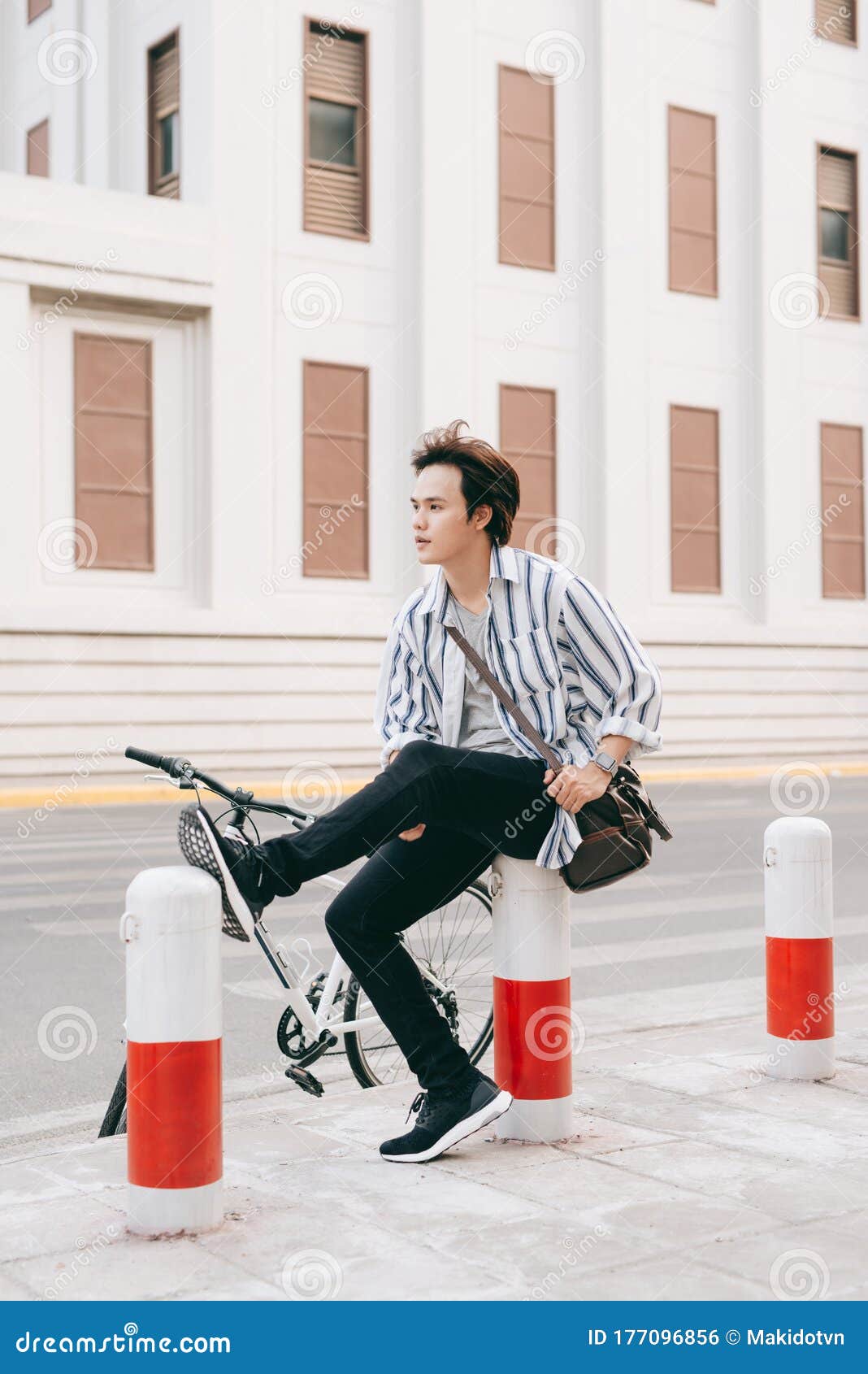 Successful Handsome Asia Man Riding Bicycle Stock Photo - Image of ...