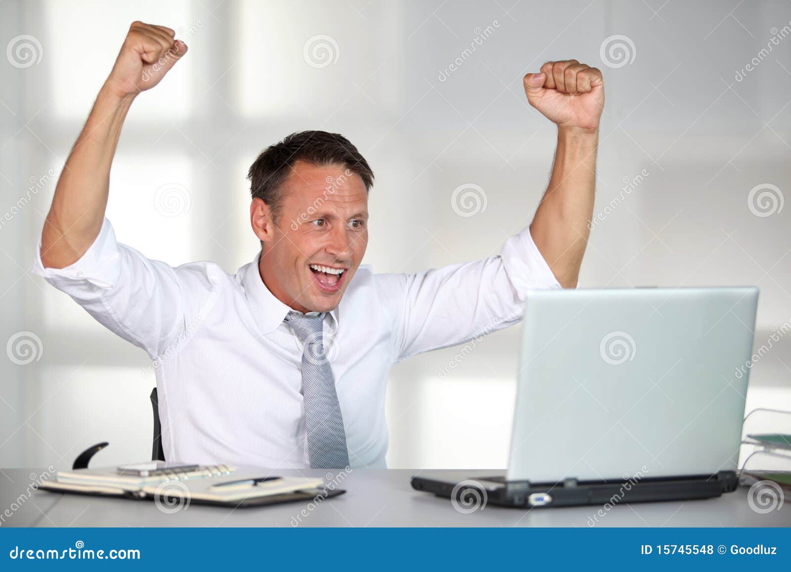 Successful and Happy Businessman Stock Photo - Image of trade, desk ...