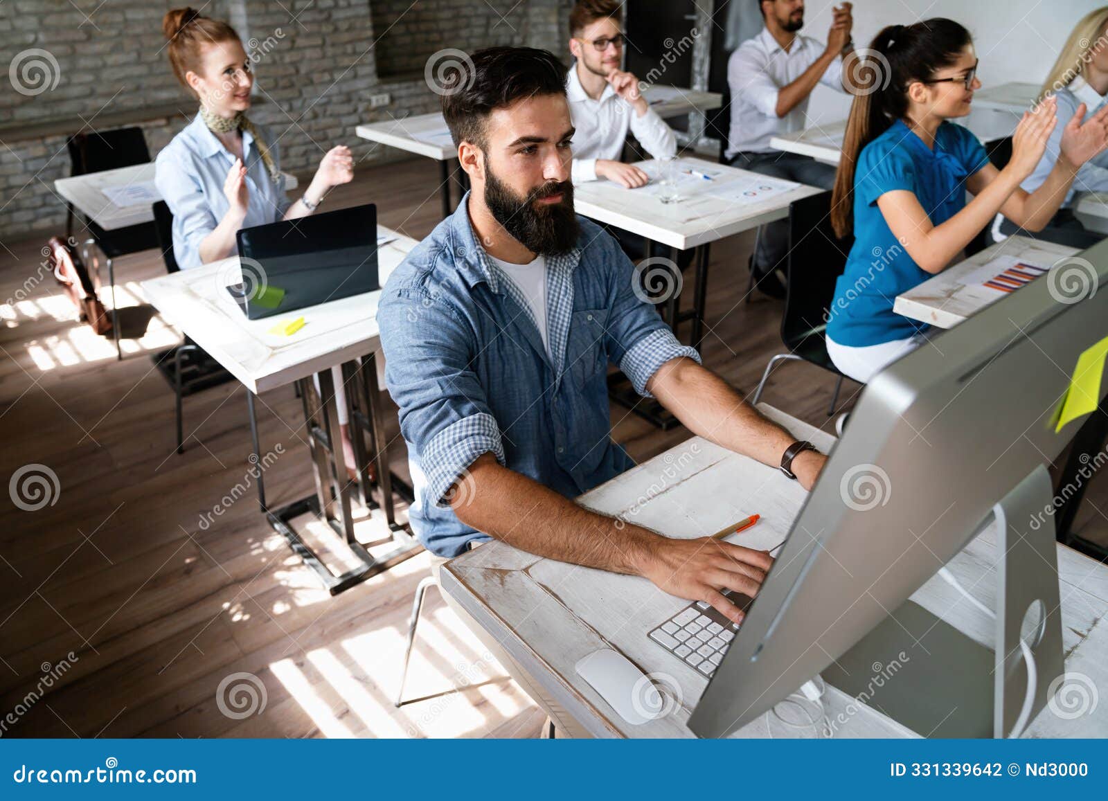 Successful Happy Group of People Learning Software Engineering and ...