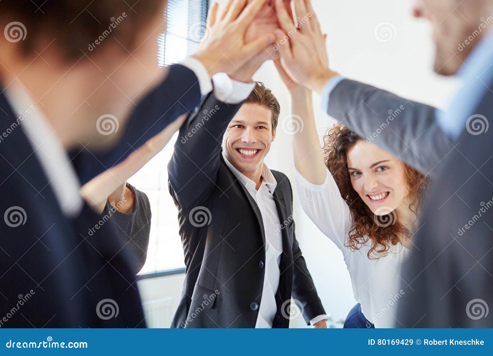 Successful High Five As Motivation Stock Image - Image of laughing ...