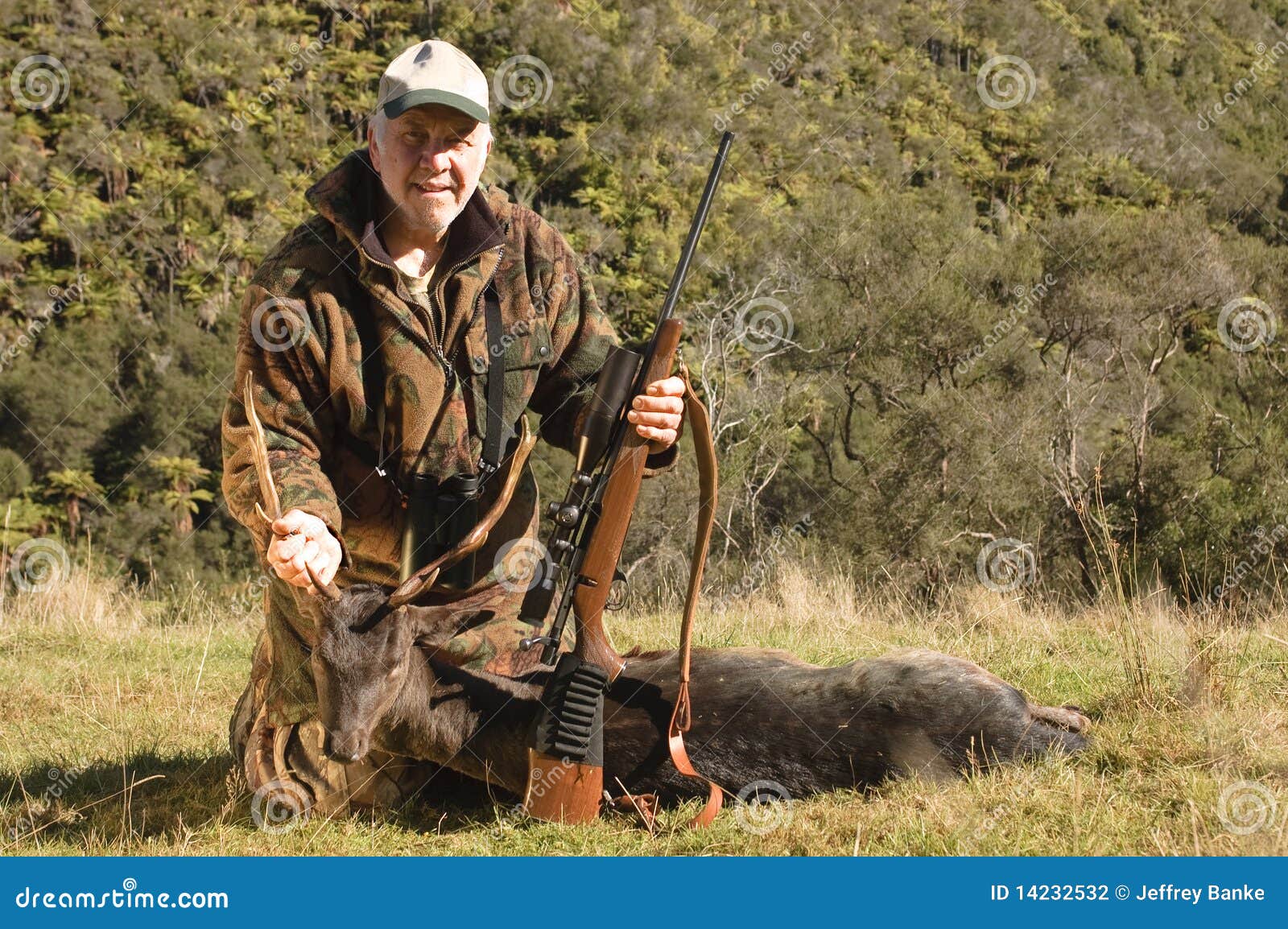 Successful hunter stock photo. Image of accurate, firearm - 14232532