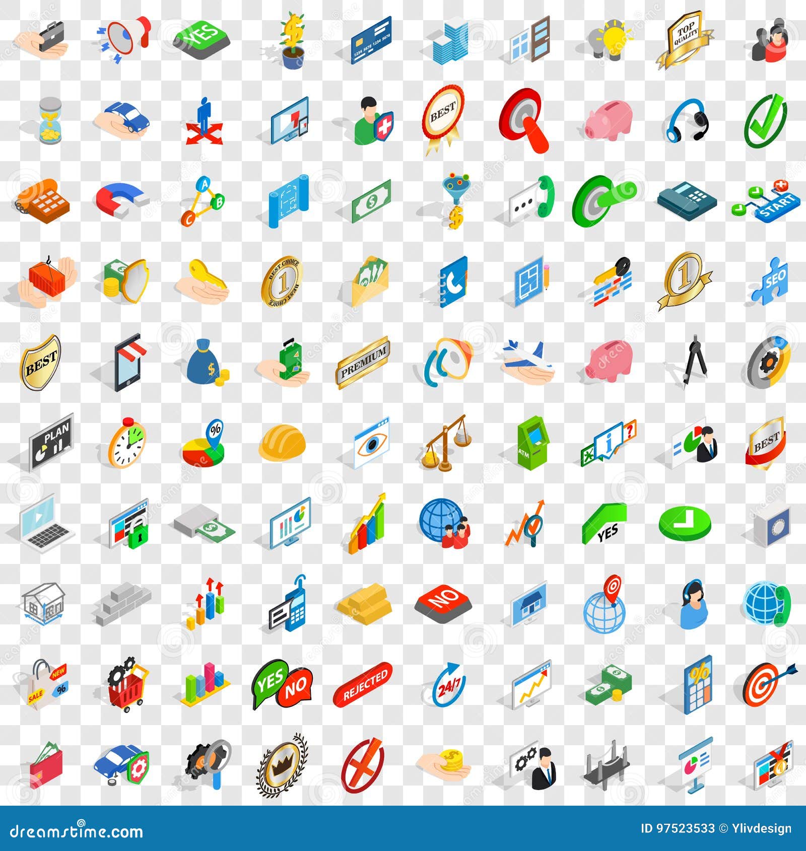 100 Successful Icons Set, Isometric 3d Style Stock Vector ...