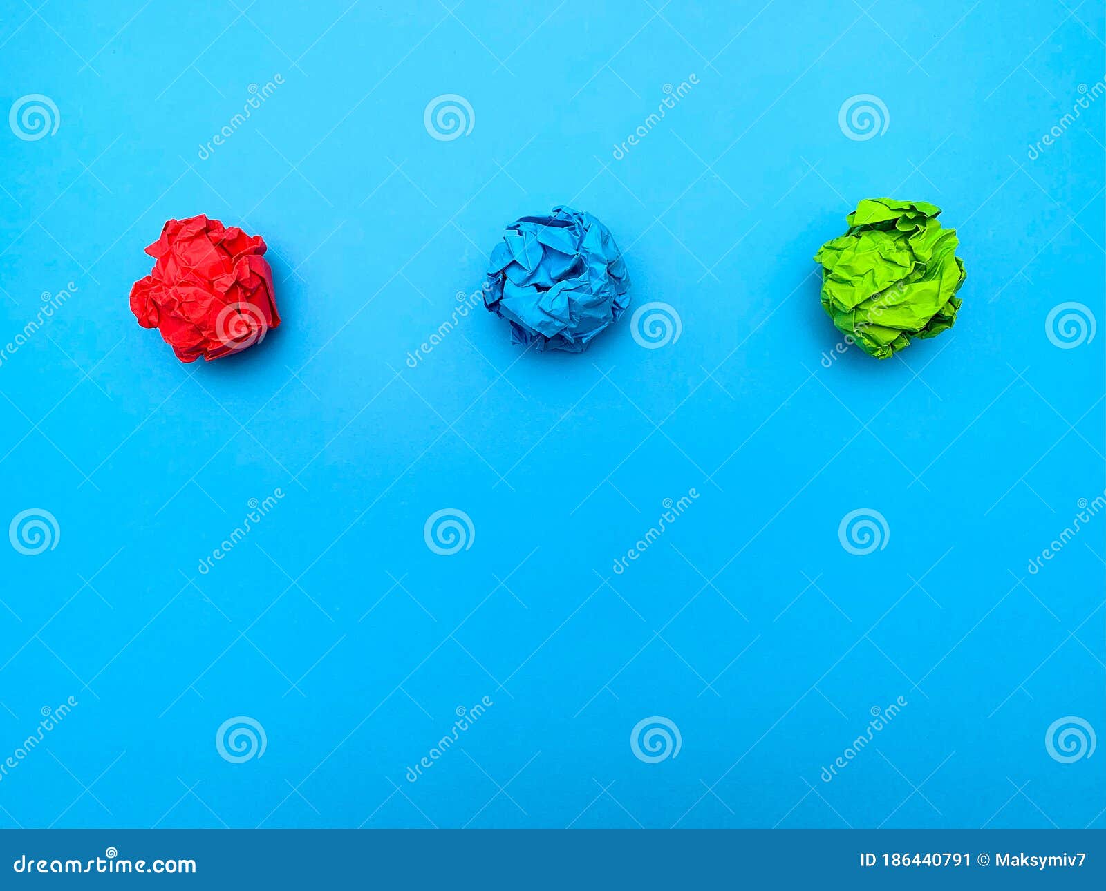 Successful Idea Concept, Crumpled Sheets of Paper on Blue Background ...