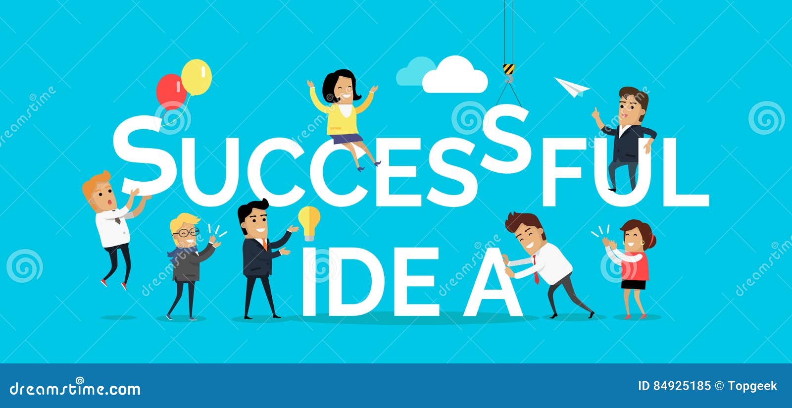 Successful Idea Vector Banner Flat Design Stock Vector - Illustration ...