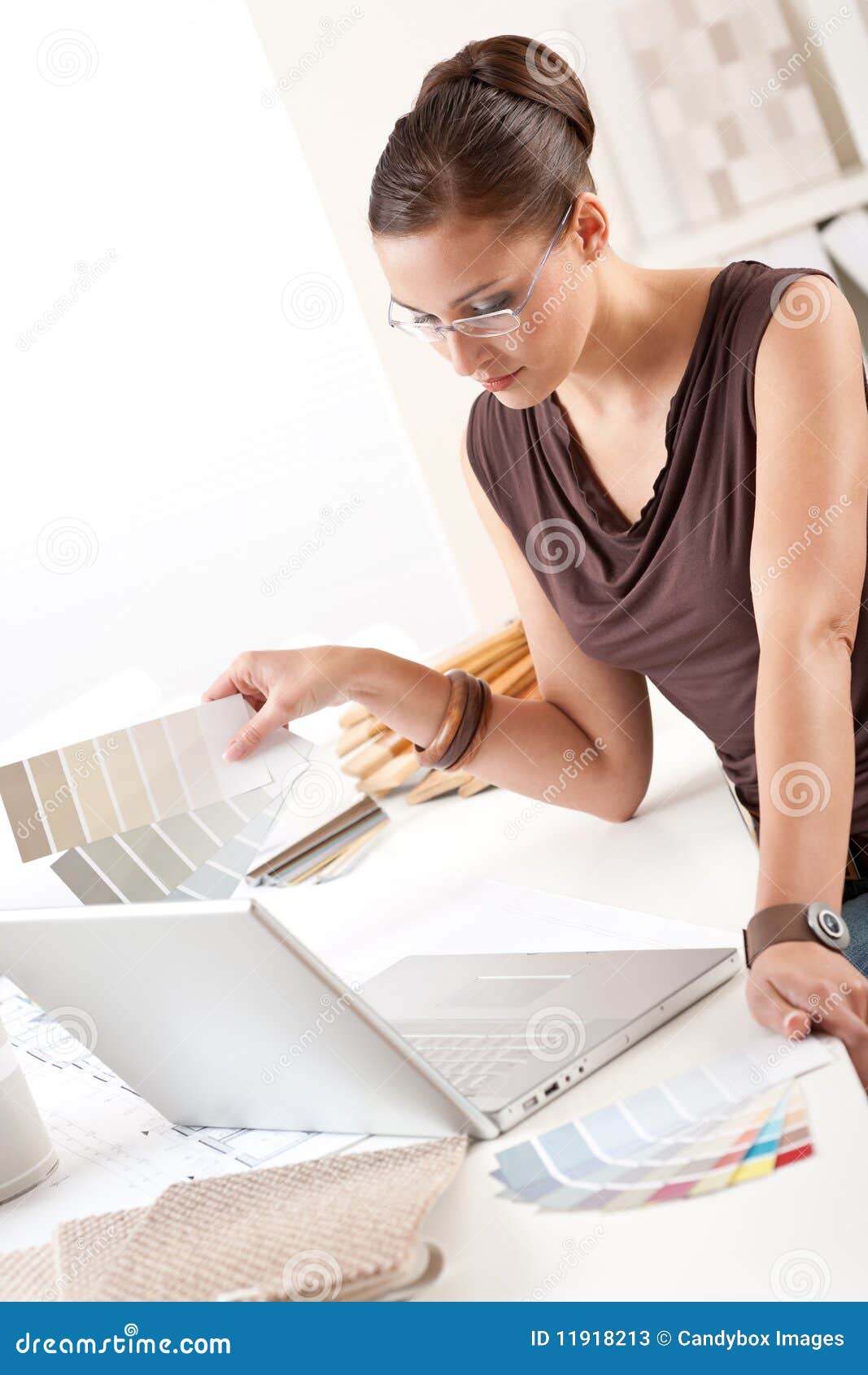 Successful Interior Designer Woman at Office Stock Image - Image of ...