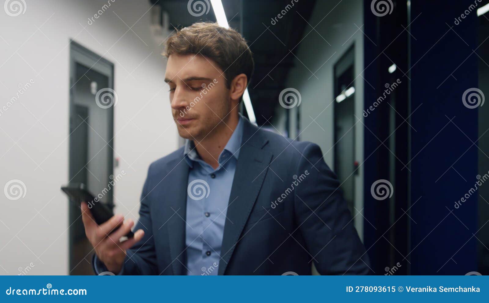 Successful Investor Talking Mobile Phone Closeup. Anxious Executive ...