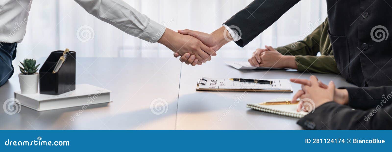 Successful Job Interview at Business Office End with Handshake. Prodigy ...