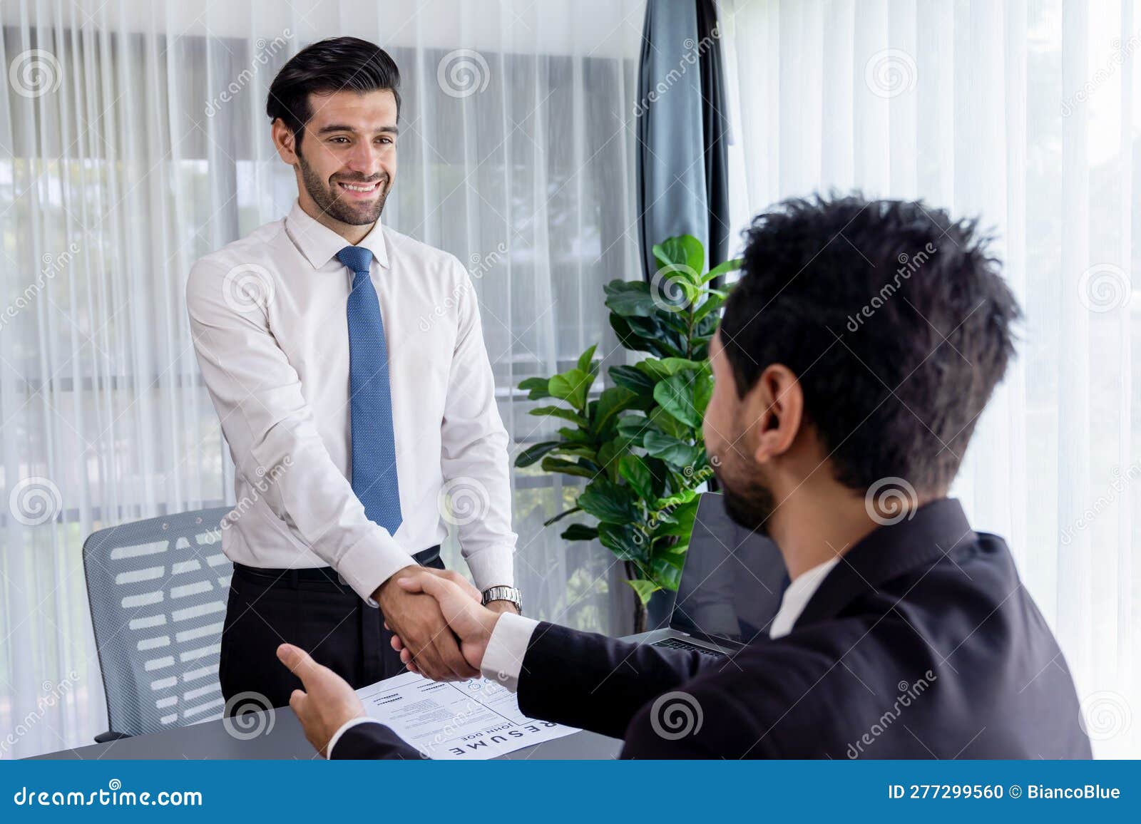 Successful Job Interview at Business Office with Handshake. Fervent ...