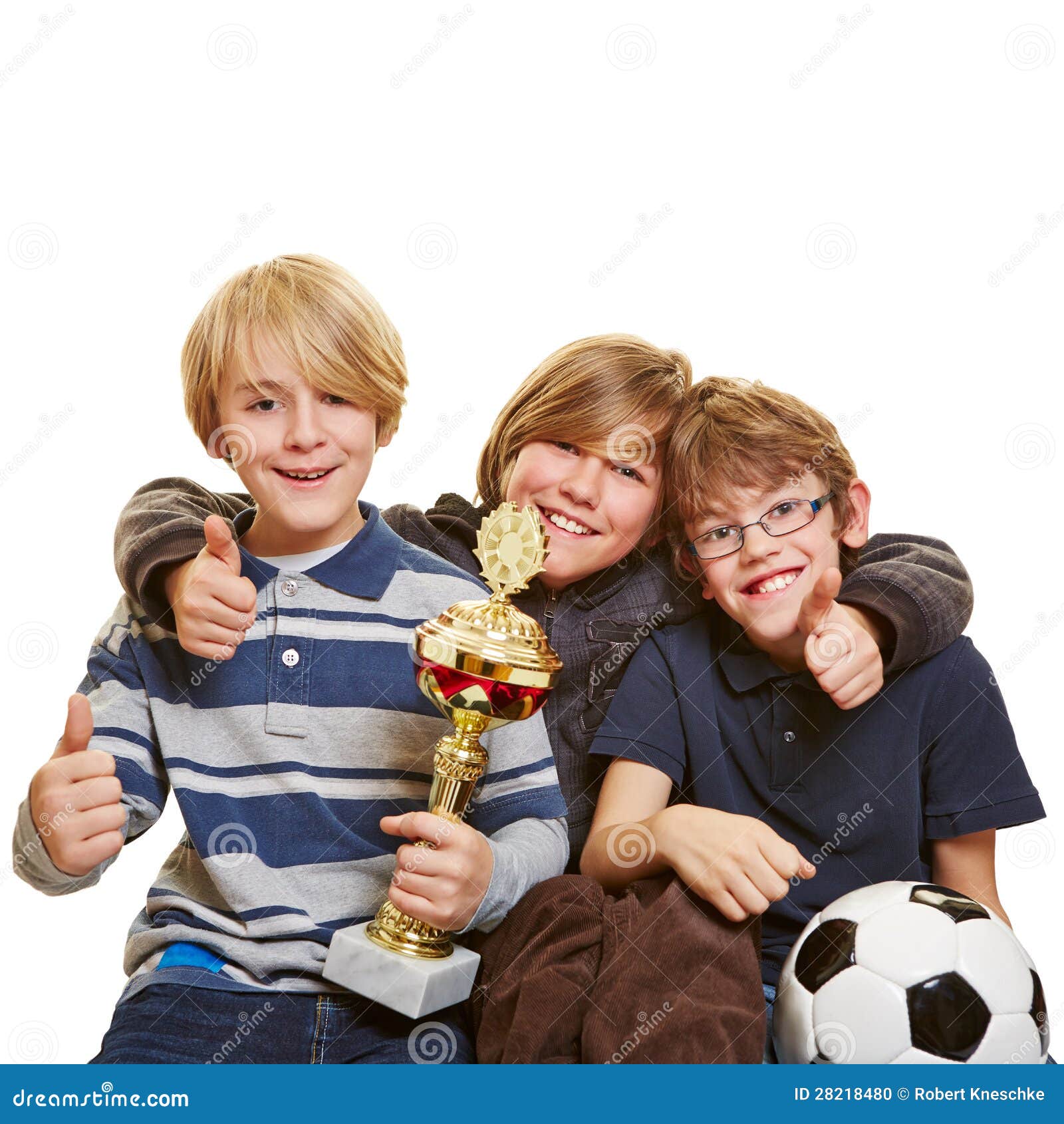 Successful Kids with Trophy Stock Photo - Image of confidence, brother ...